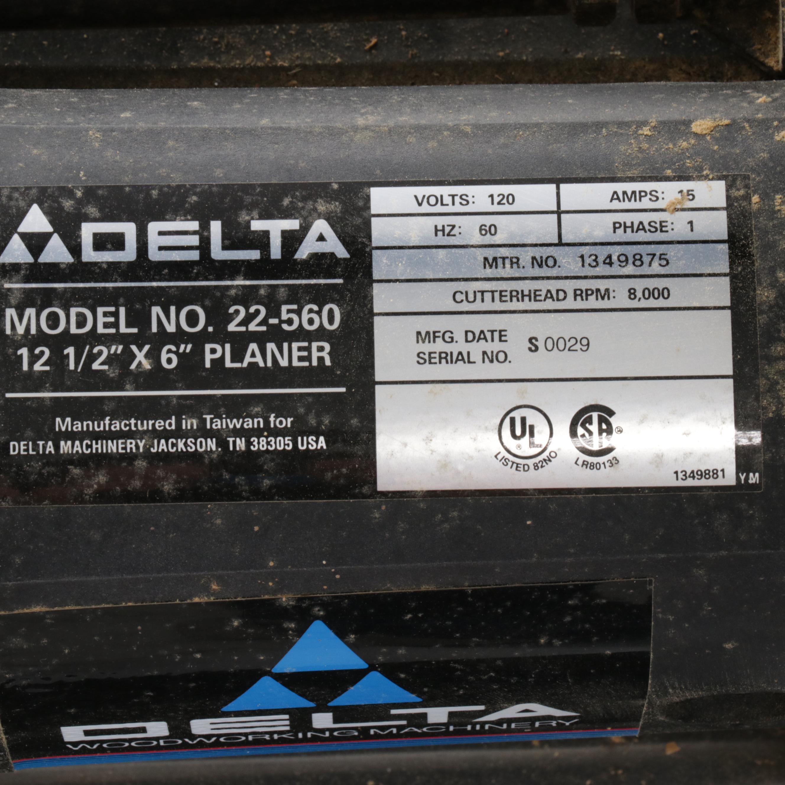 Delta Model 22-560 Woodworking Planer, 21st Century | EBTH