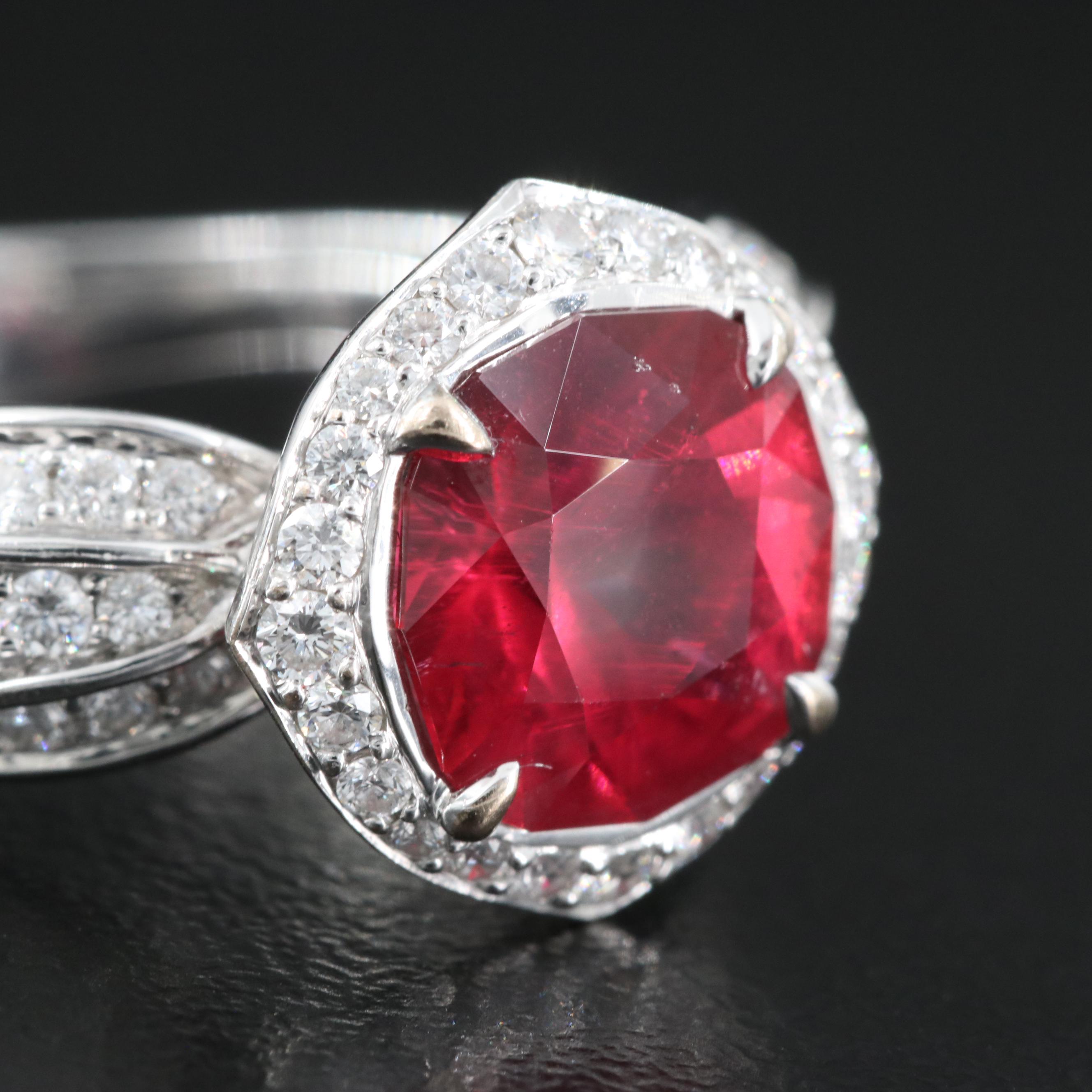 Kat Florence 18K Rubelite and Diamond Halo Ring | EBTH