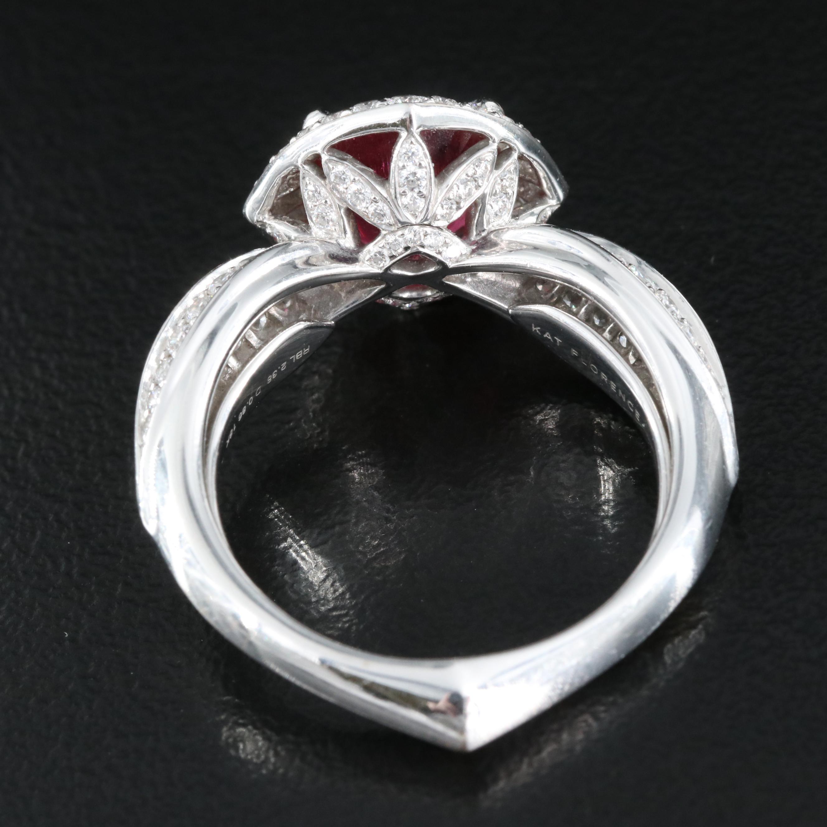 Kat Florence 18K Rubelite and Diamond Halo Ring | EBTH