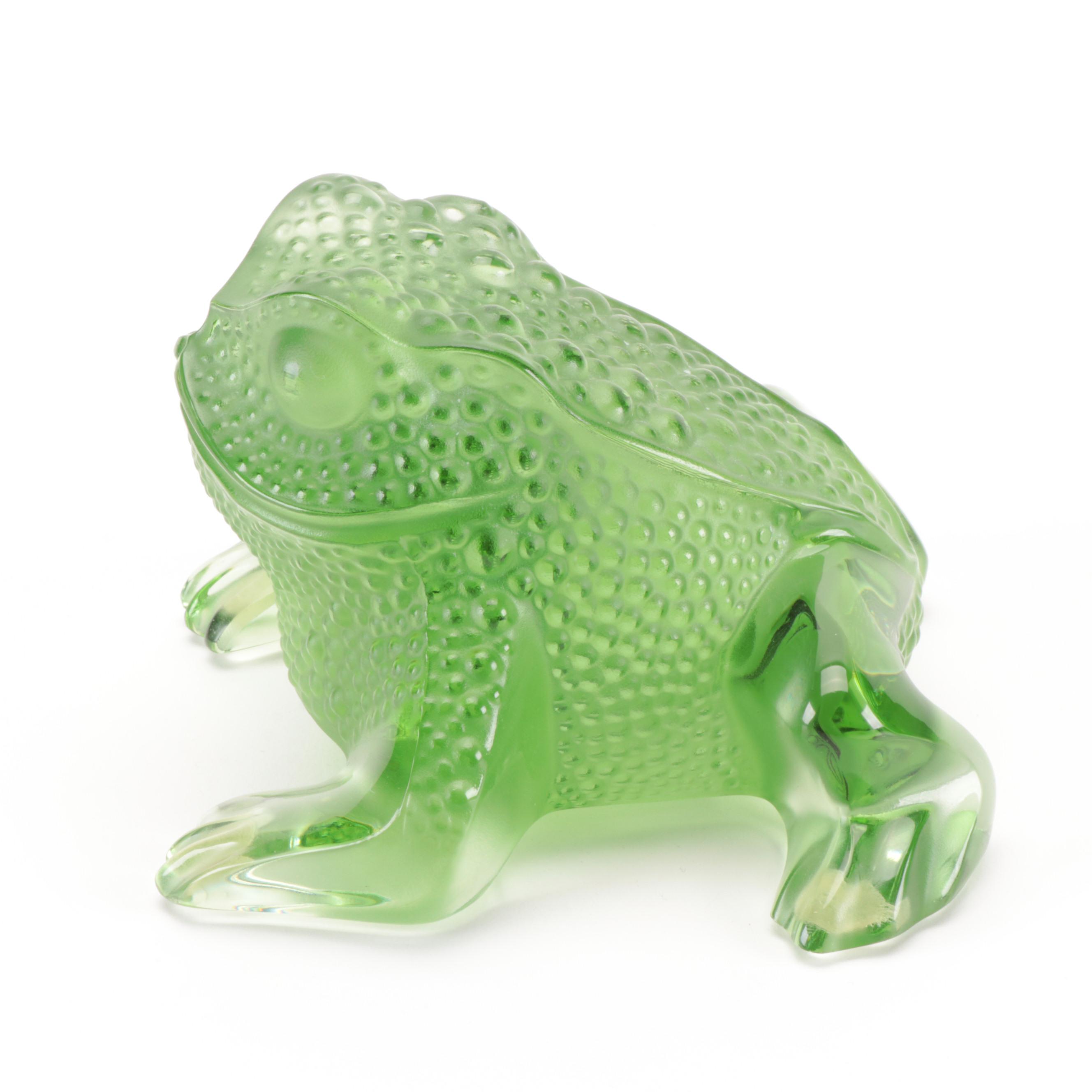 Lalique "Gregoire" Green Crystal Toad Figurine | EBTH