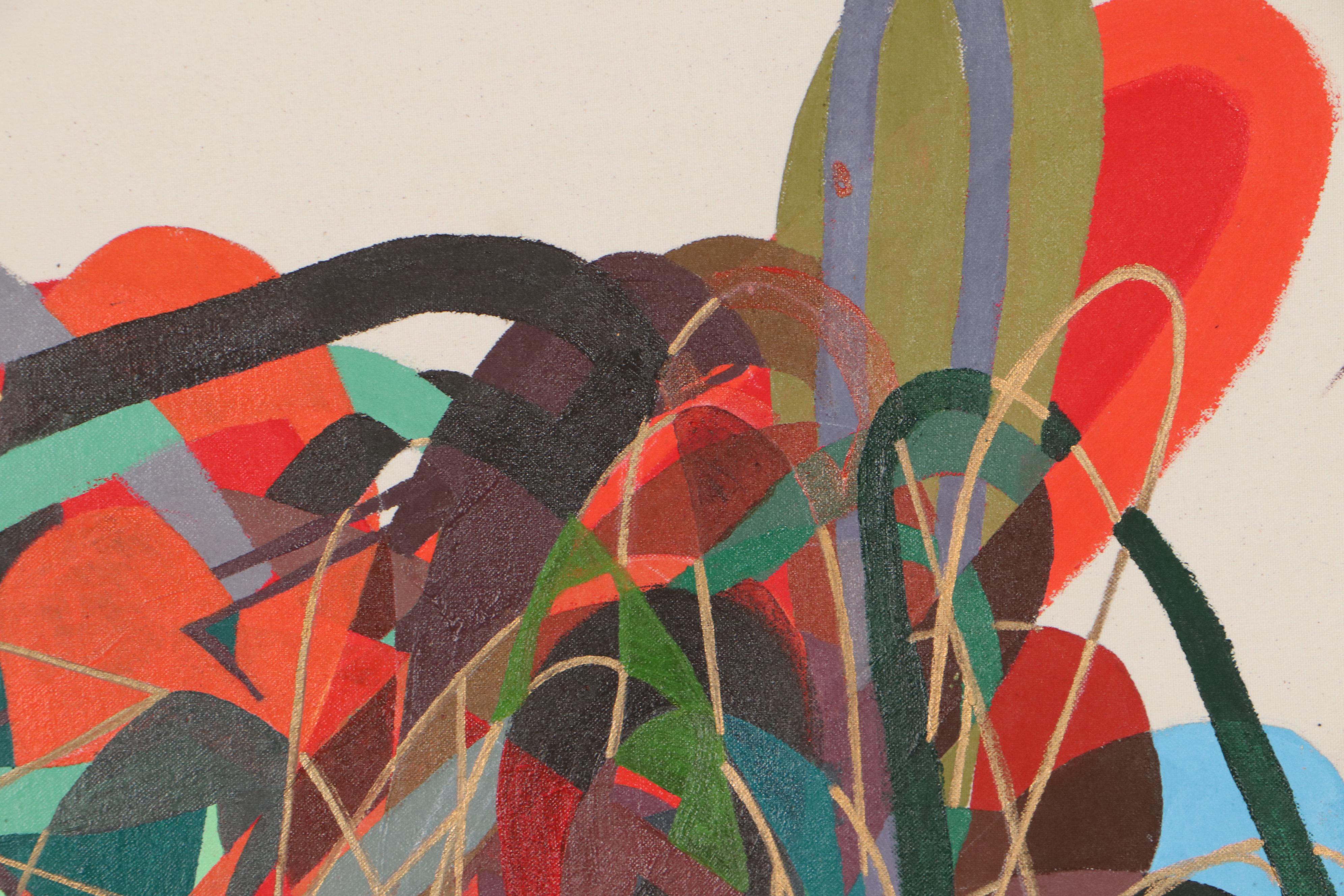 Abstract Acrylic Painting "Organized Clutter," 21st Century | EBTH