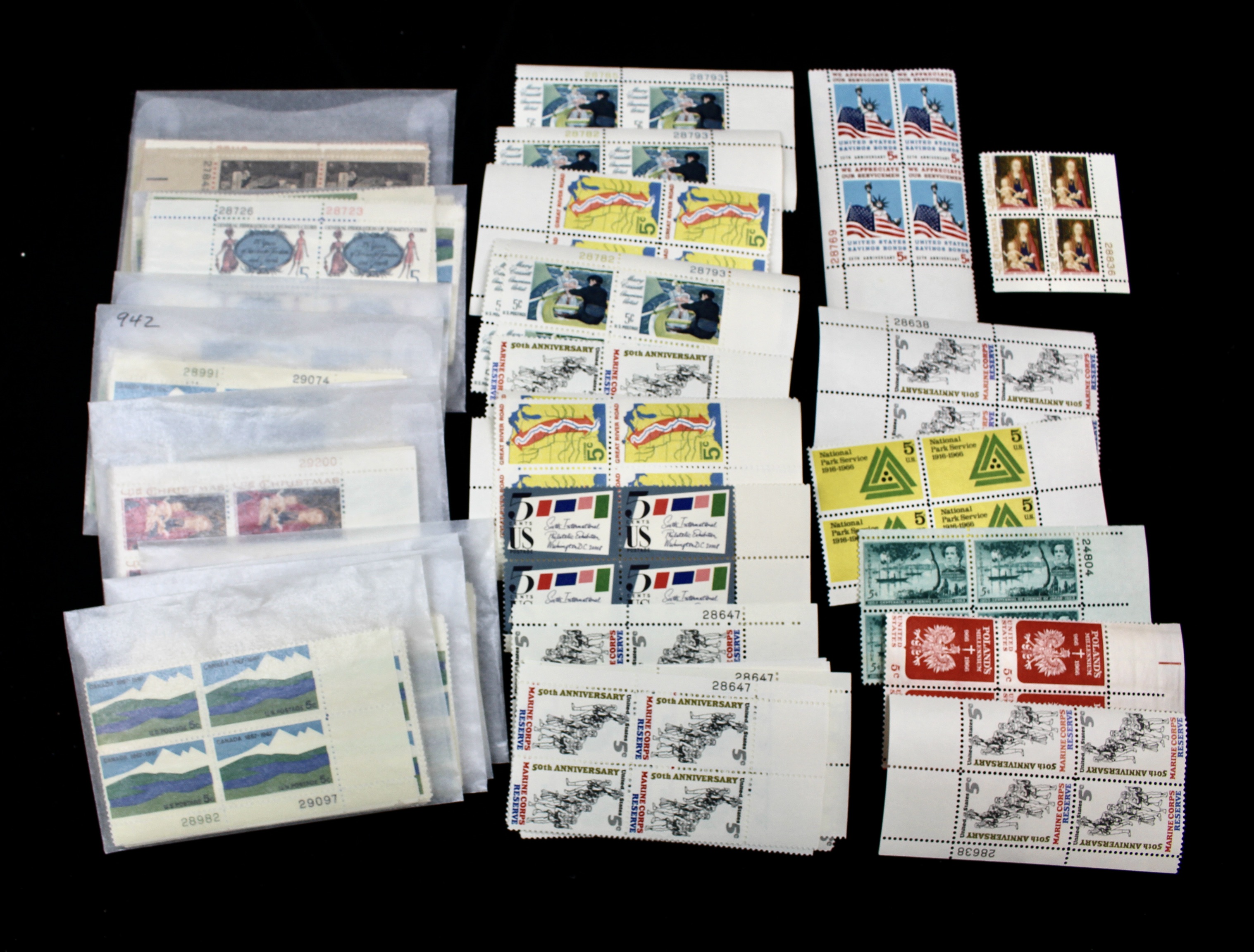 1000 5¢ U.S. Postage Stamp Plate Blocks, 1960s | EBTH