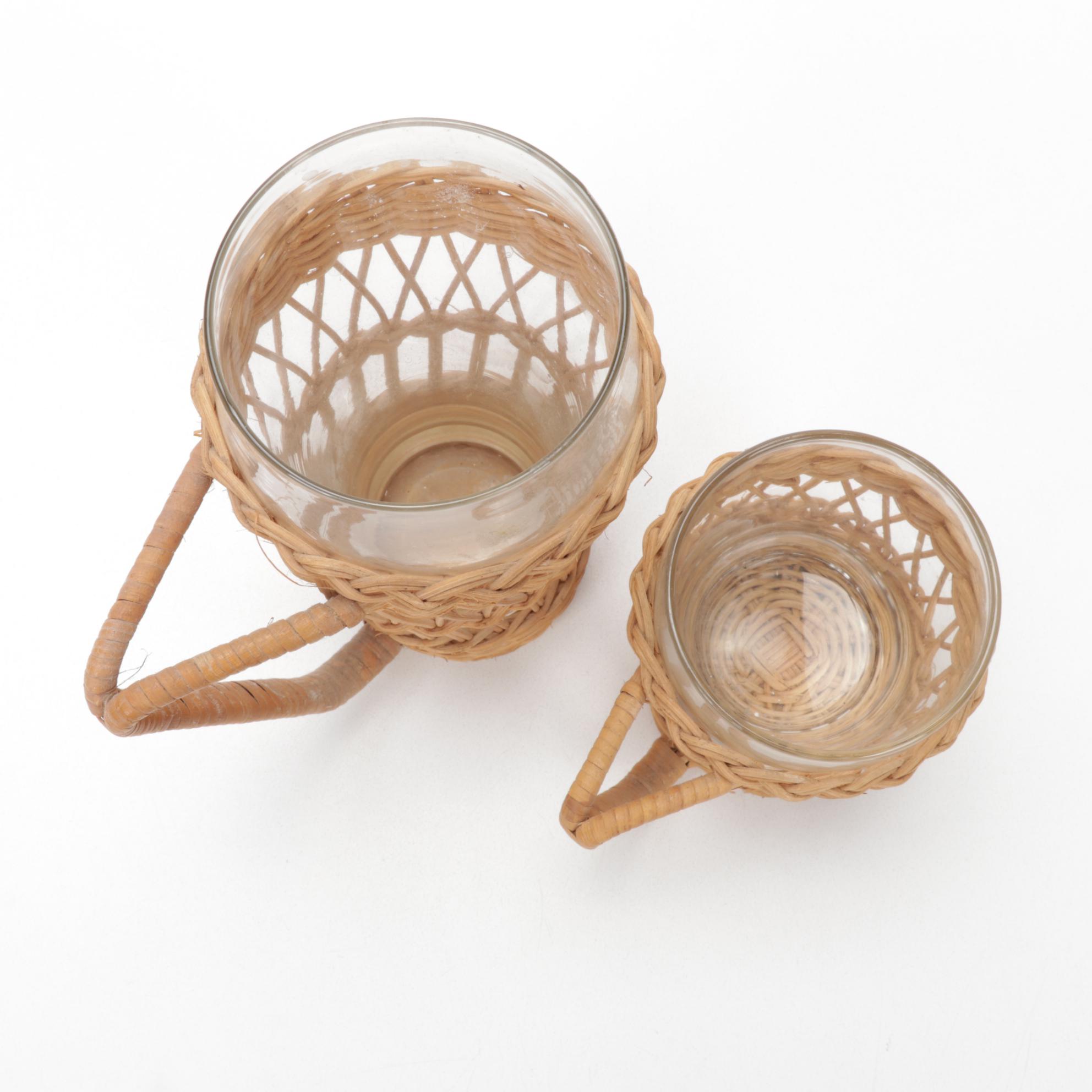 Woven Rattan Glassware and Service Set, Late 20th Century | EBTH