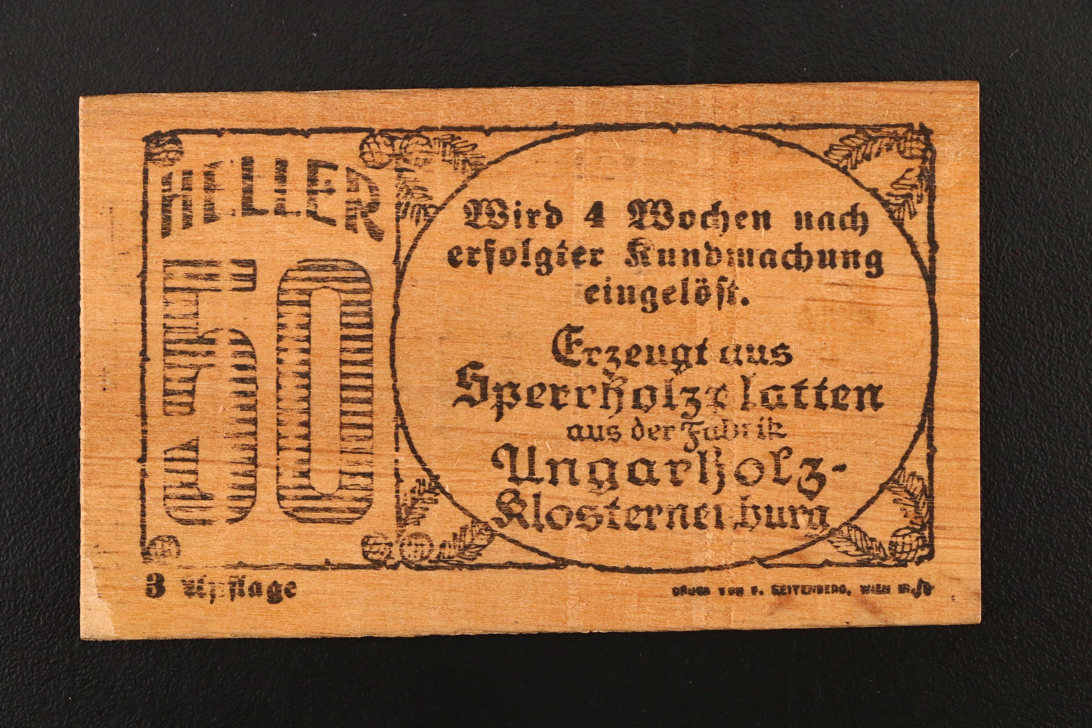Group of Three German 1920 Notgeld Notes Made of Wood | EBTH