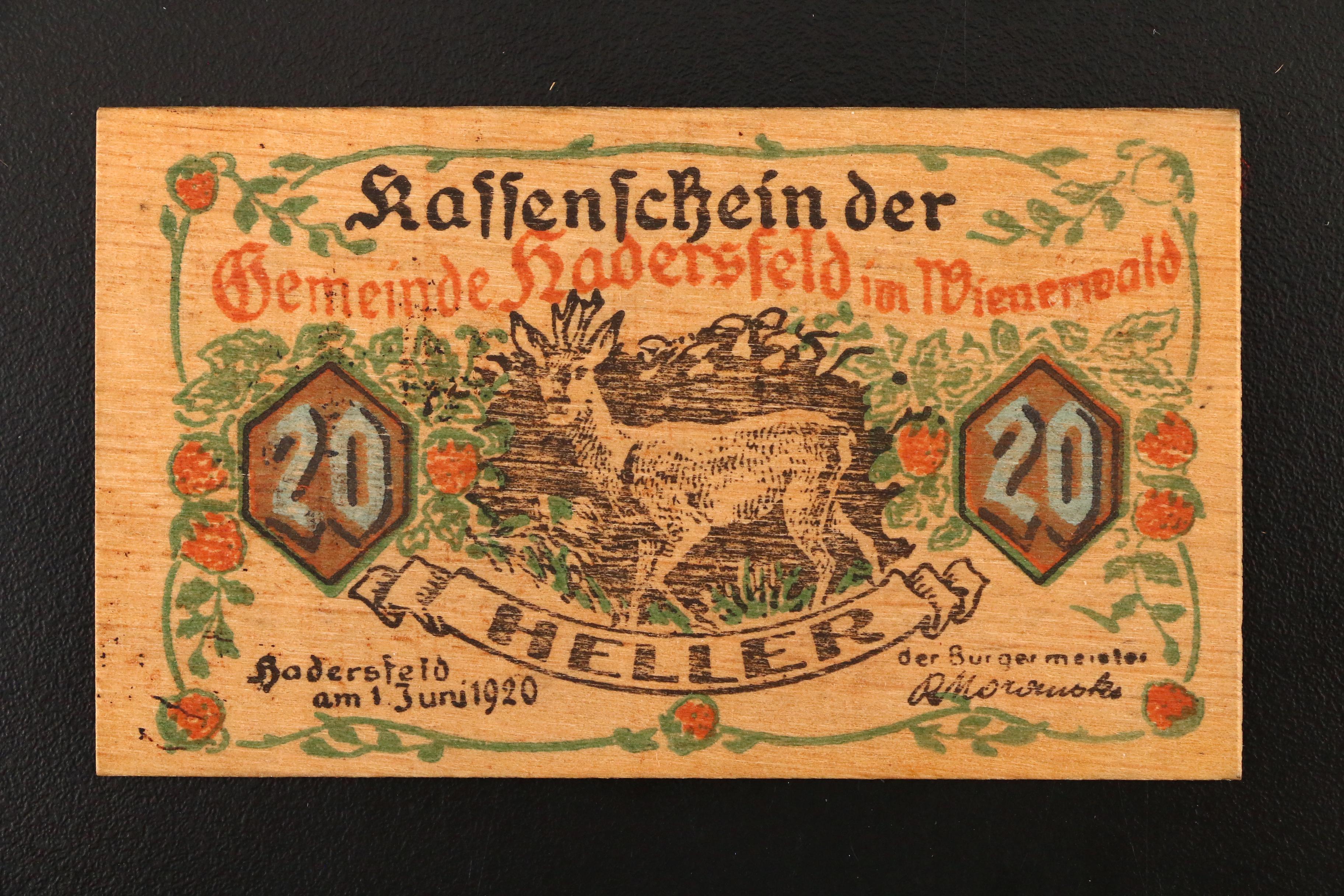 Group of Three German 1920 Notgeld Notes Made of Wood | EBTH