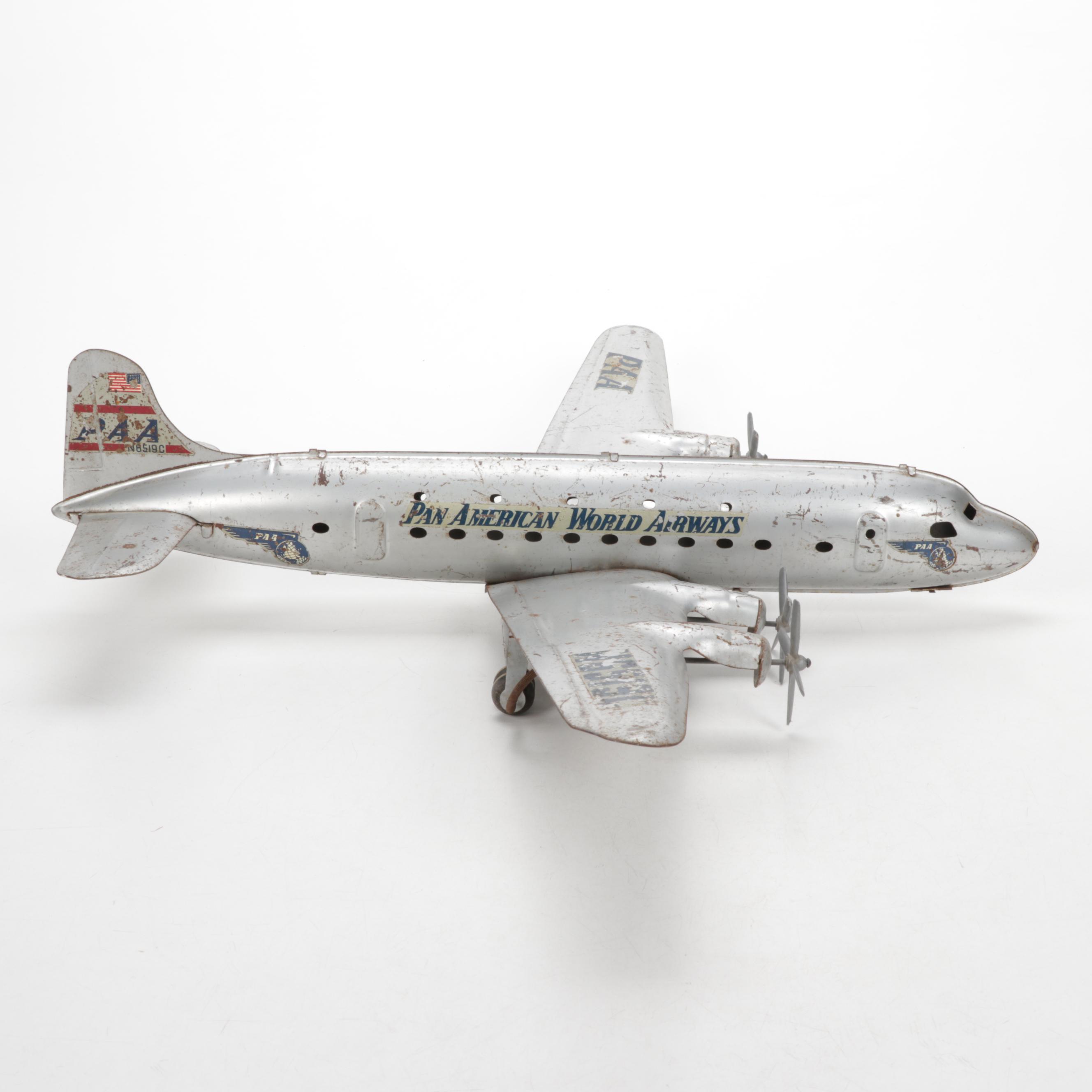 Marx Pressed Metal Pan Am Toy Airplane, Mid 20th Century | EBTH