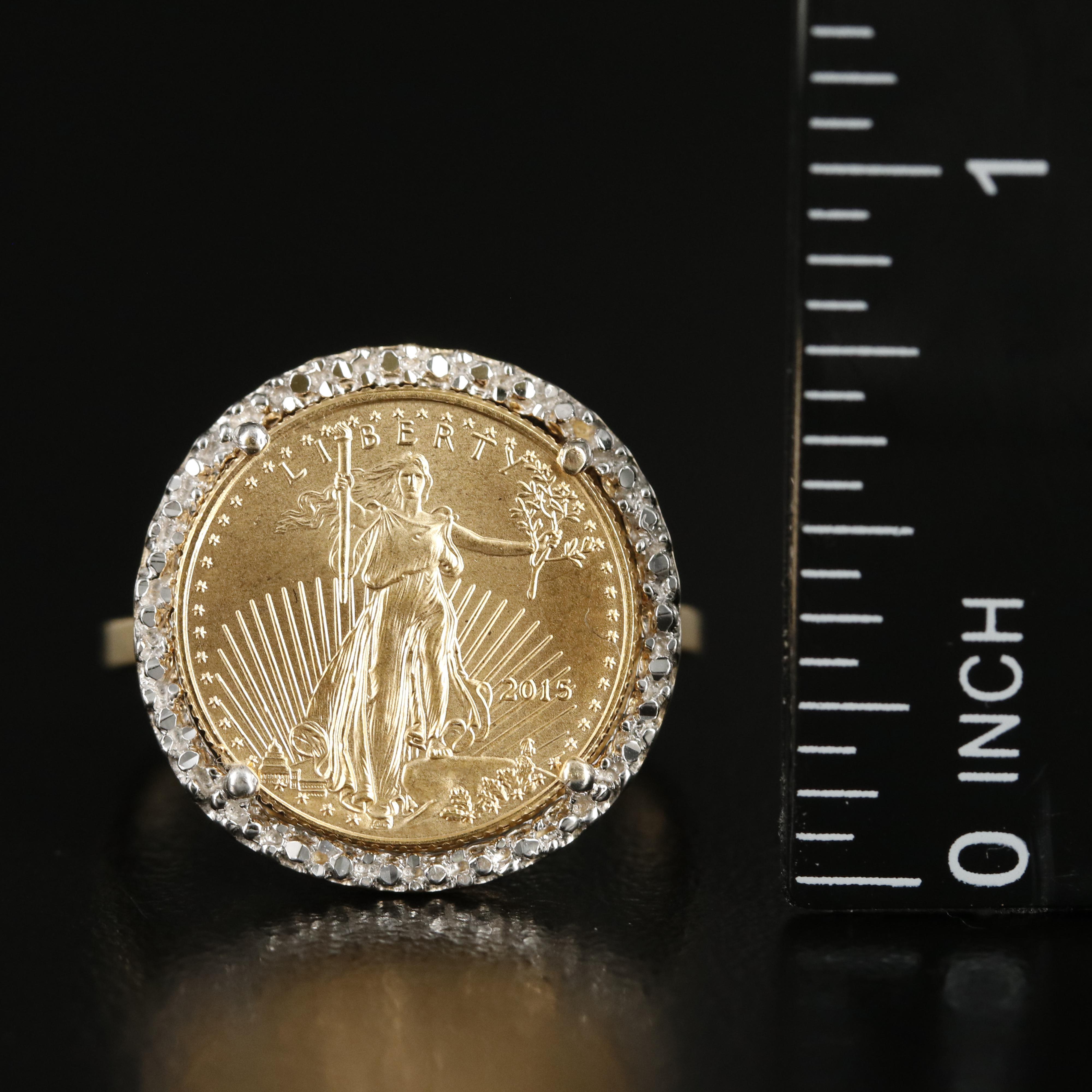 2015 14K American Gold Eagle Coin Ring | EBTH