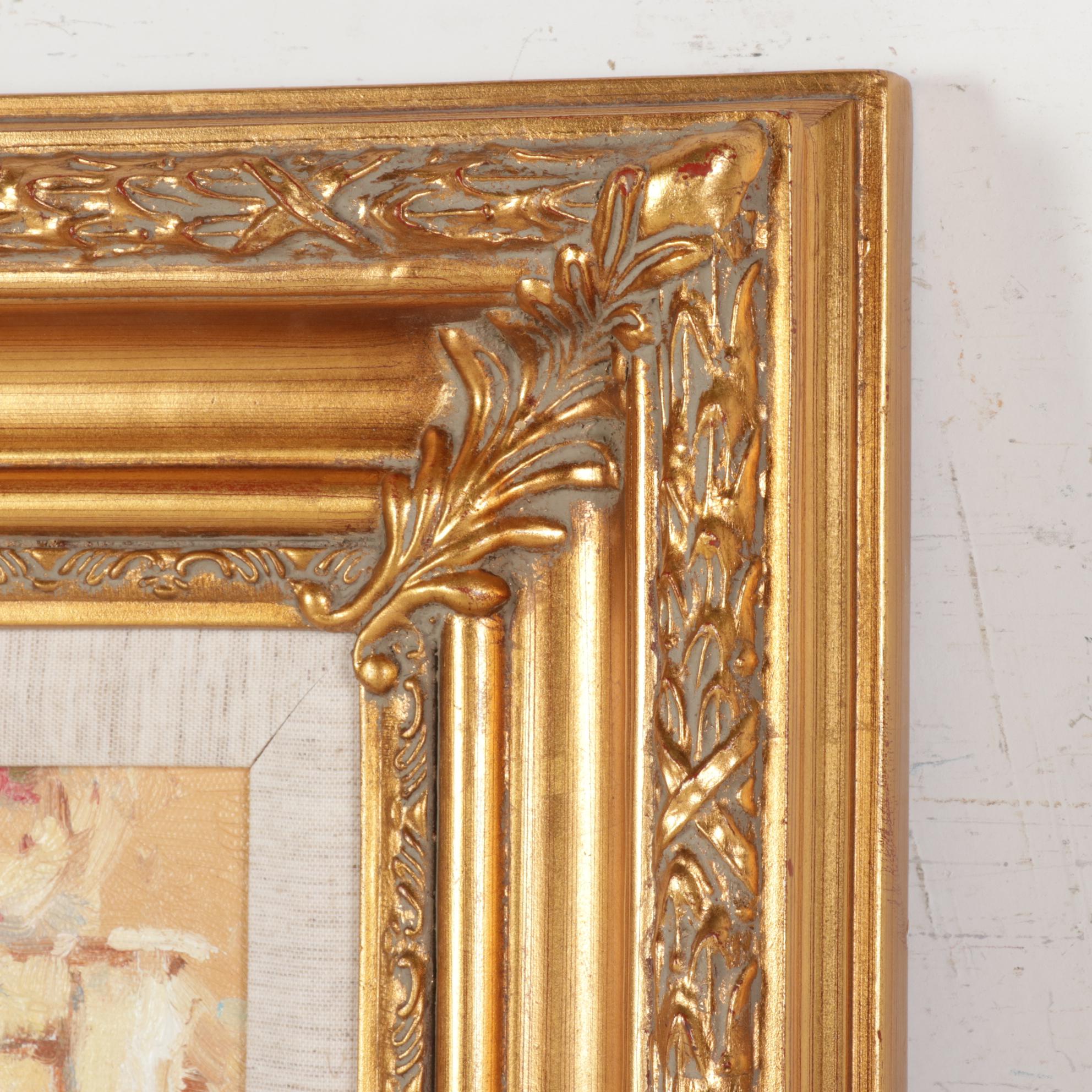 Claude-Marie Buford Oil Painting of Roses Growing on Windowsill, Circa ...