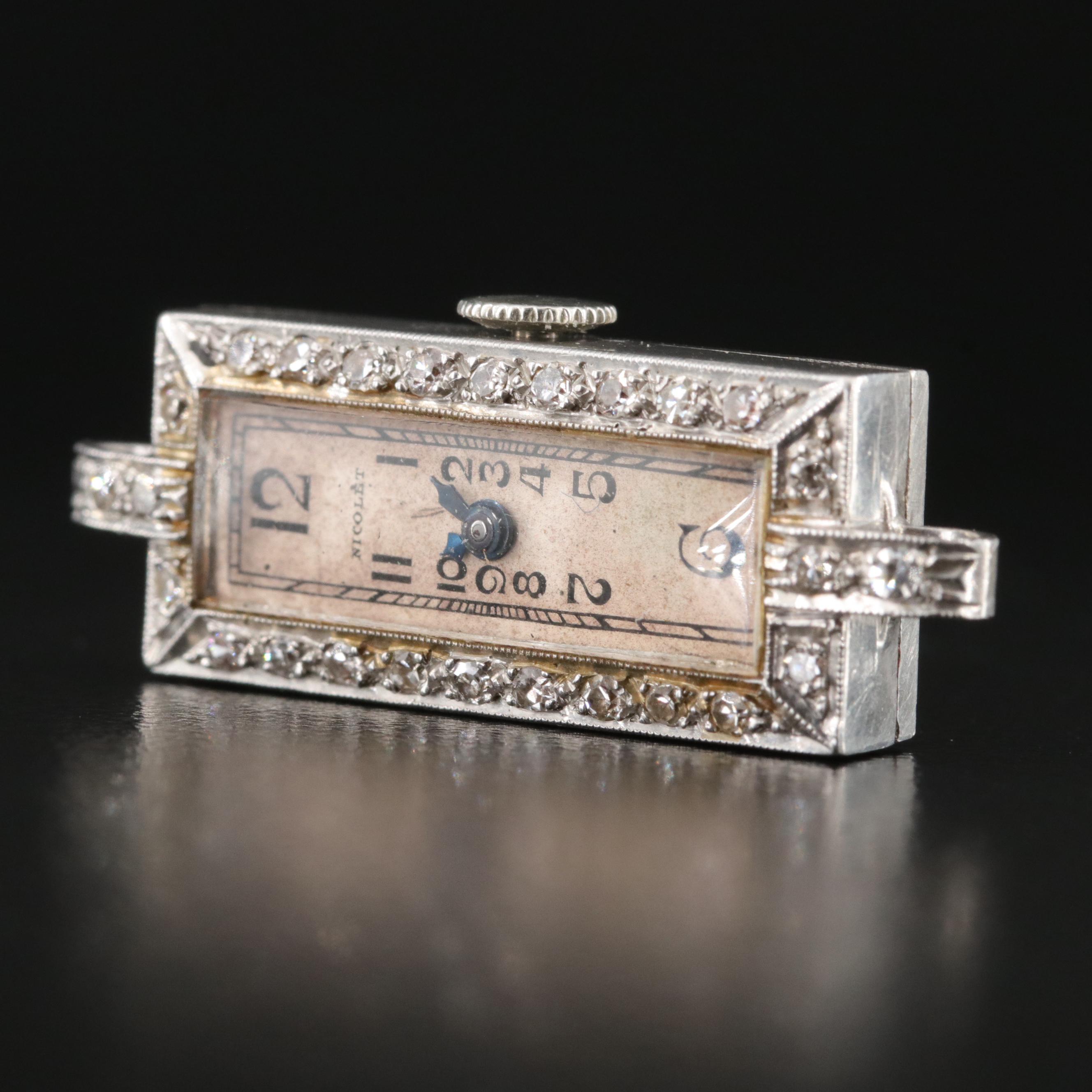 Platinum Nicolet Diamond Wristwatch | EBTH