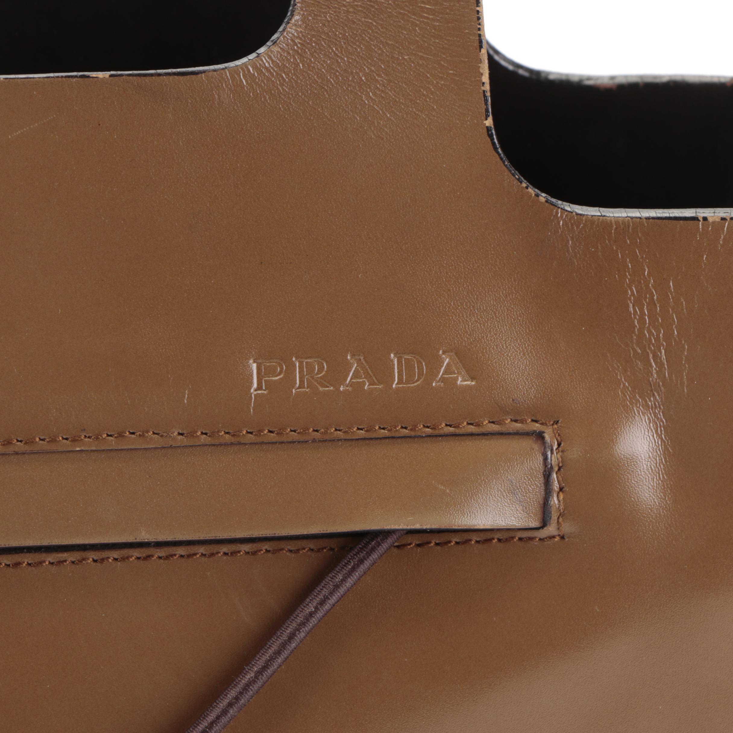 Prada Front-Pocket Small Tote Bag in Brown Smooth Calfskin Leather | EBTH