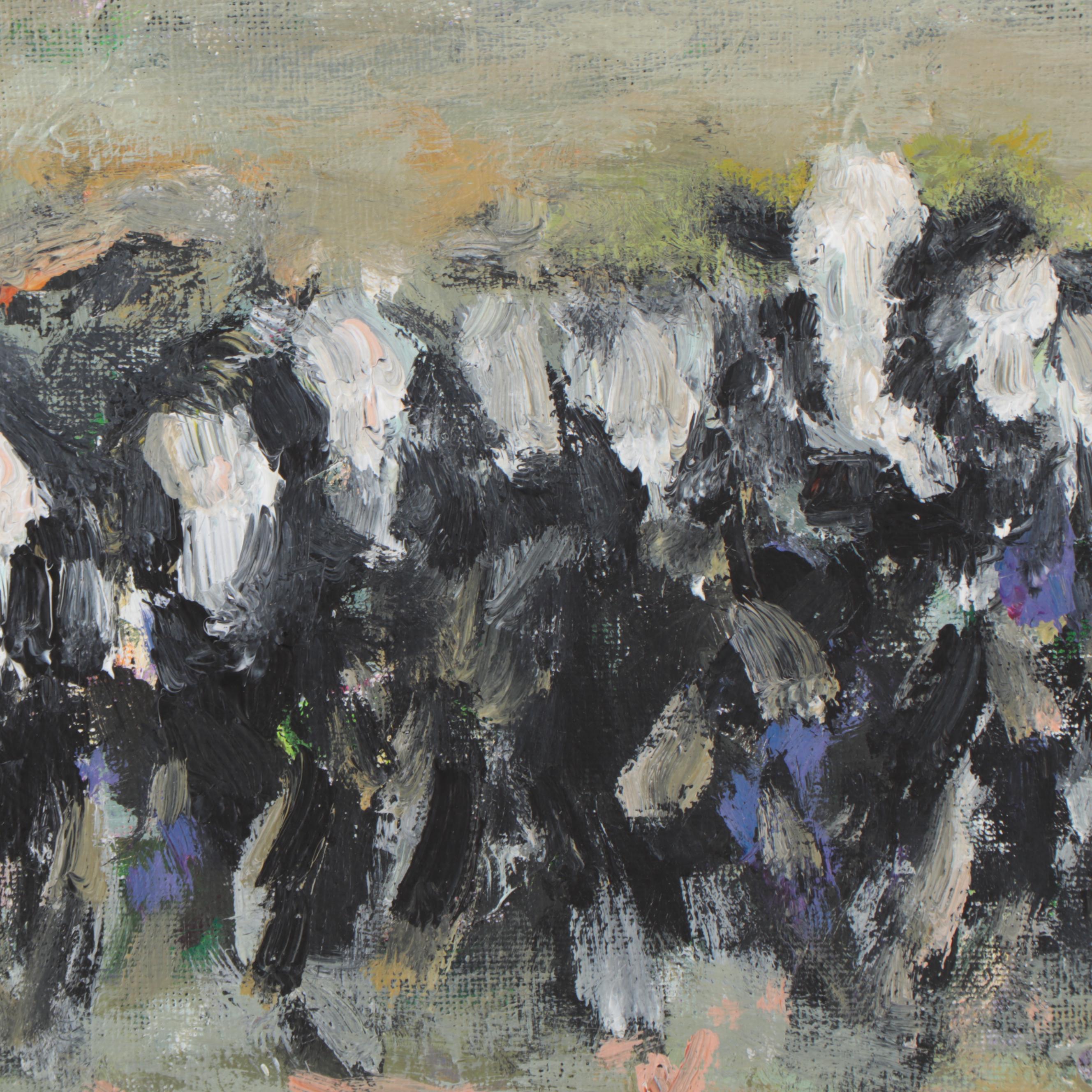 Sam Raines Acrylic Painting of Cows, 21st Century | EBTH
