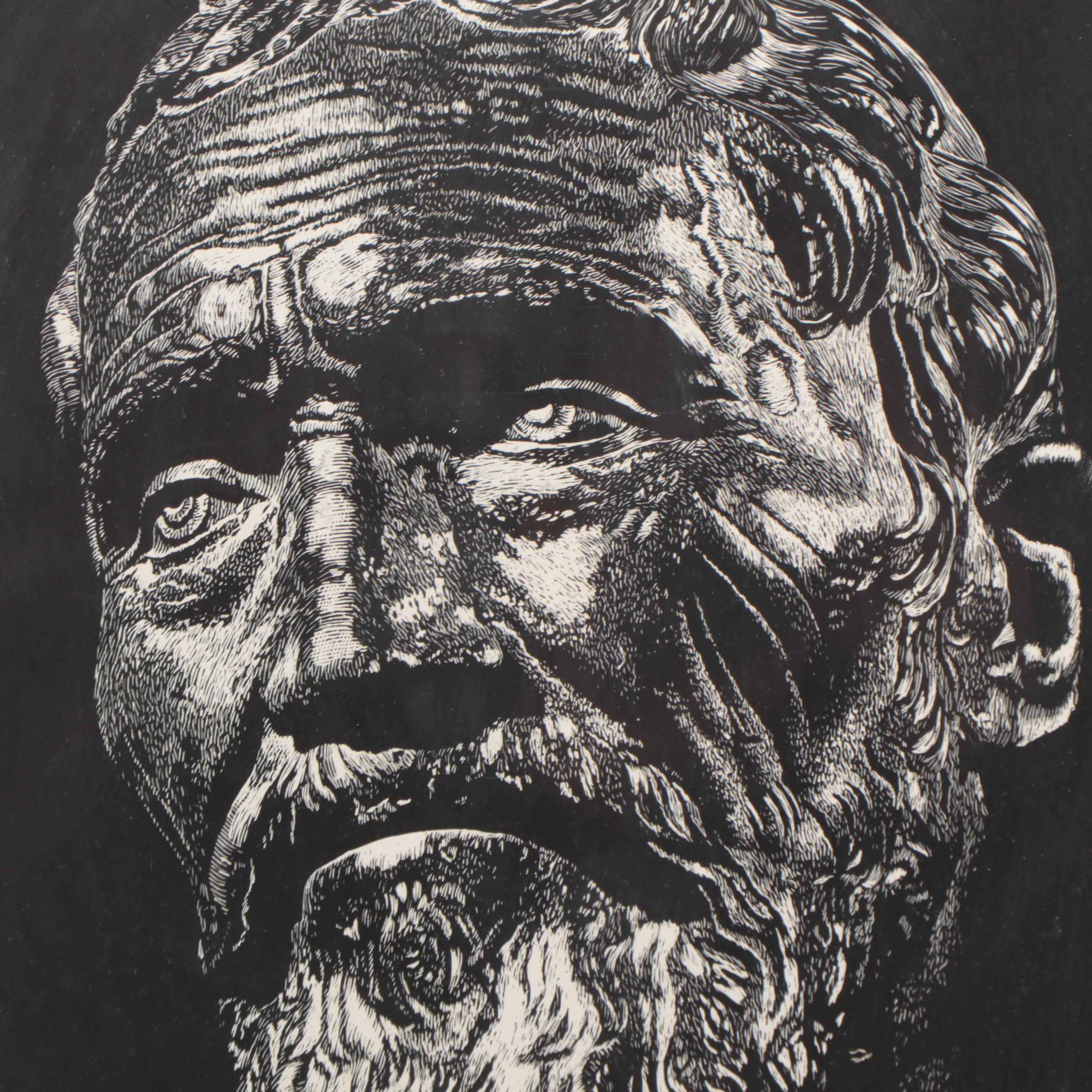 Wood Engraving "Michelangelo from Death Mask" | EBTH