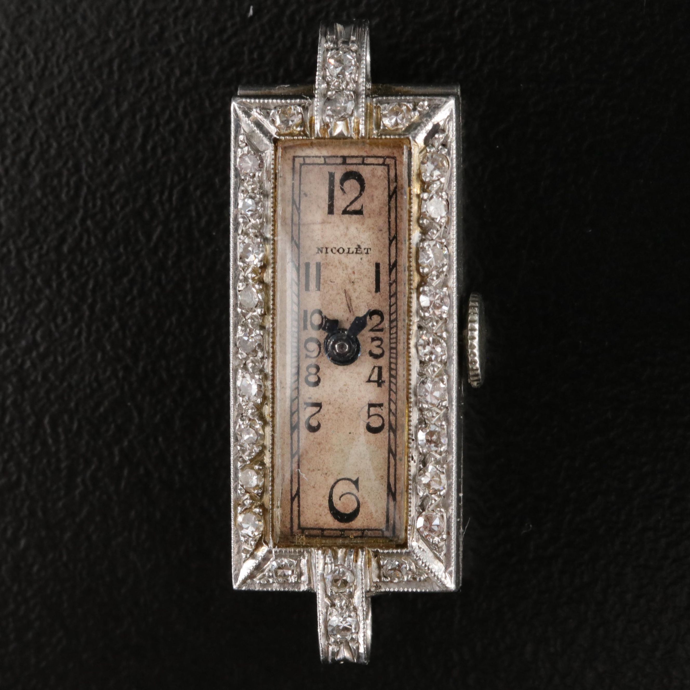 Platinum Nicolet Diamond Wristwatch | EBTH