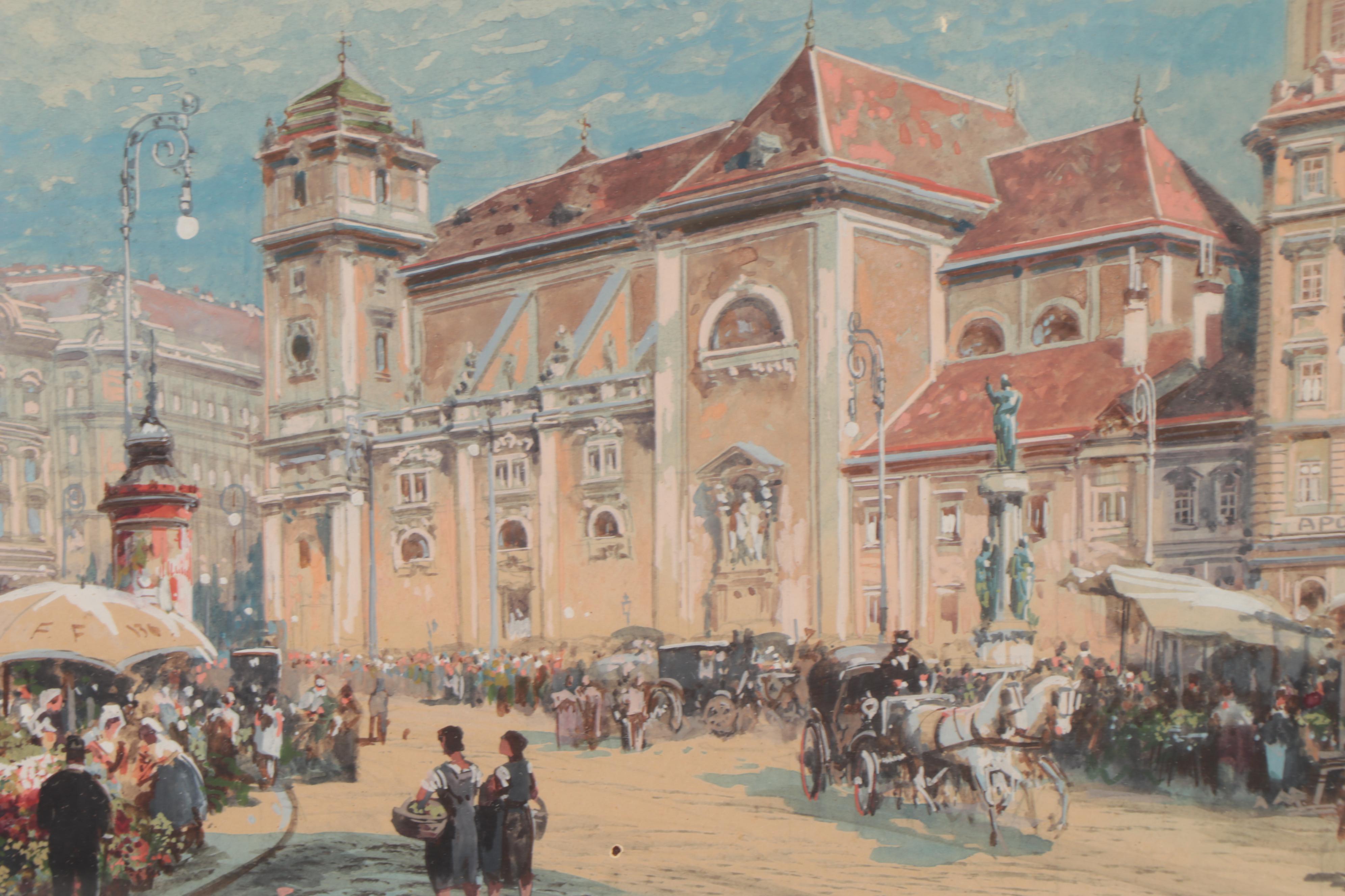 Friedrich Frank Gouache and Watercolor Painting "Wien-Freiung" | EBTH