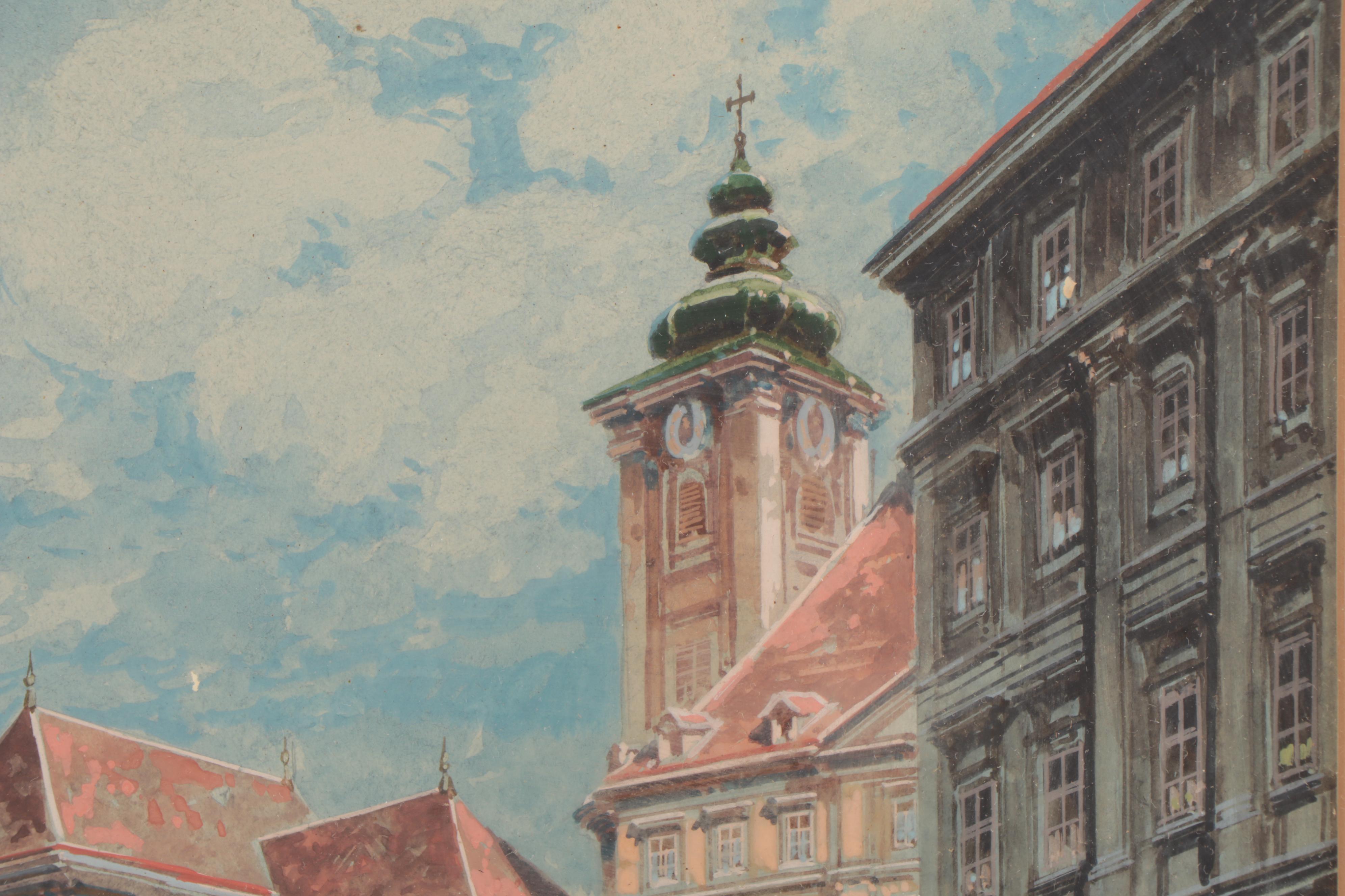 Friedrich Frank Gouache and Watercolor Painting "Wien-Freiung" | EBTH