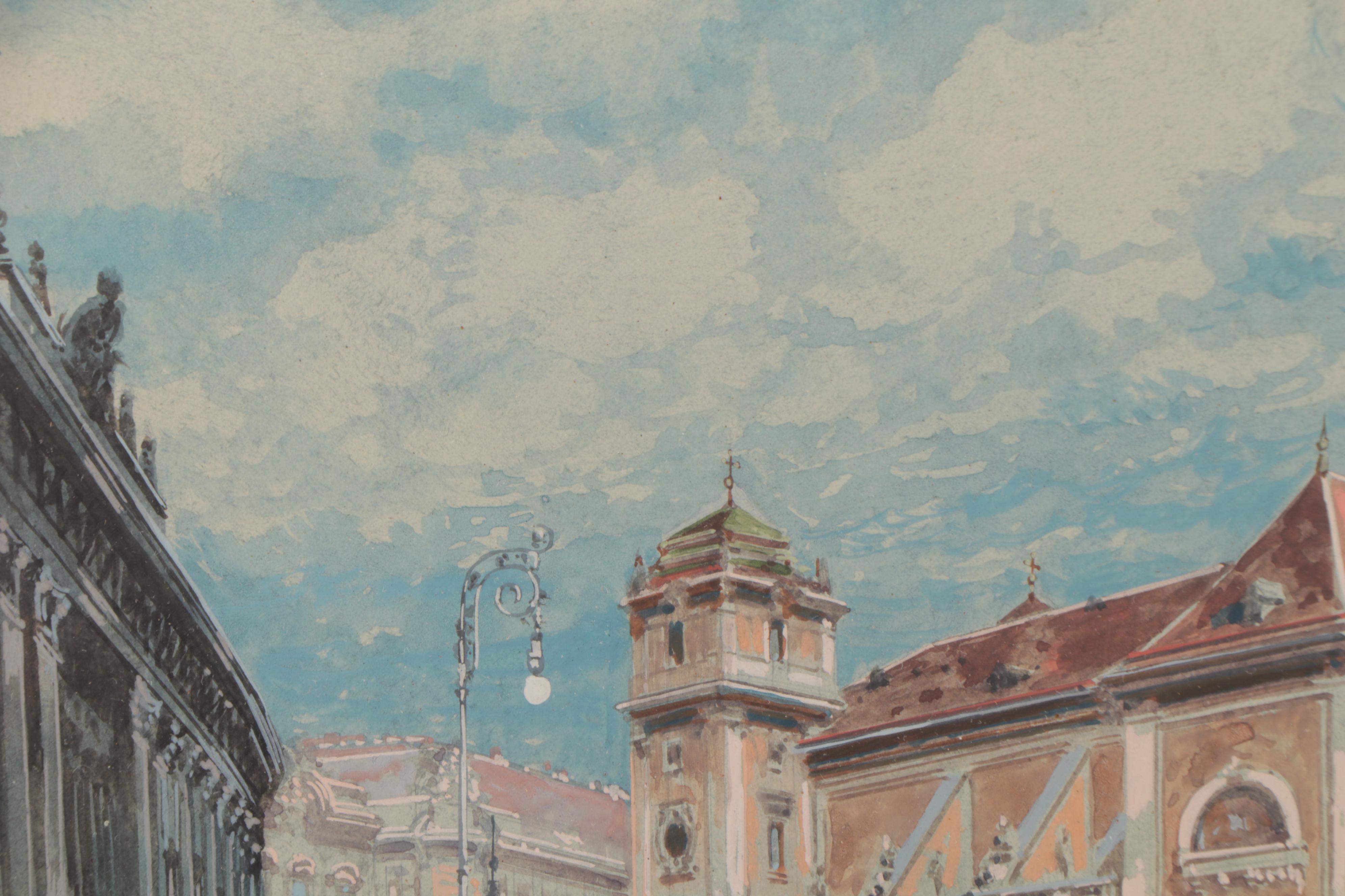 Friedrich Frank Gouache and Watercolor Painting "Wien-Freiung" | EBTH