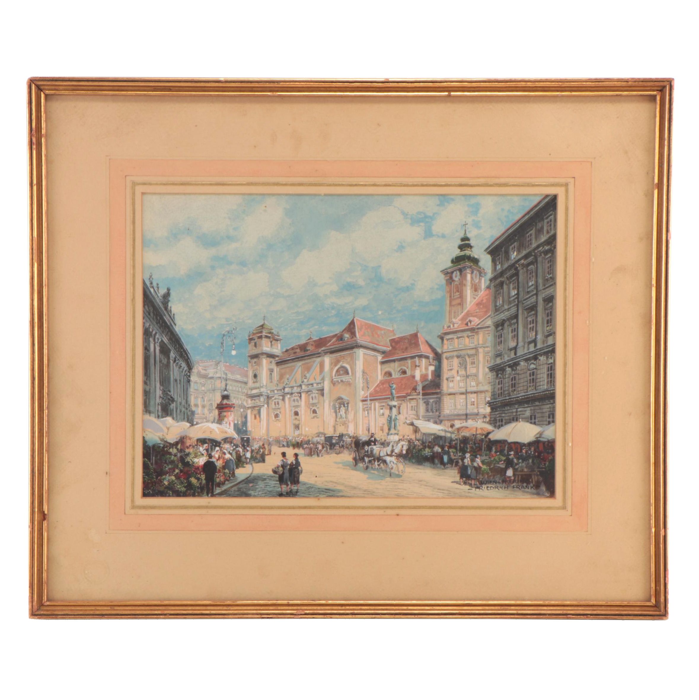 Friedrich Frank Gouache and Watercolor Painting "Wien-Freiung" | EBTH