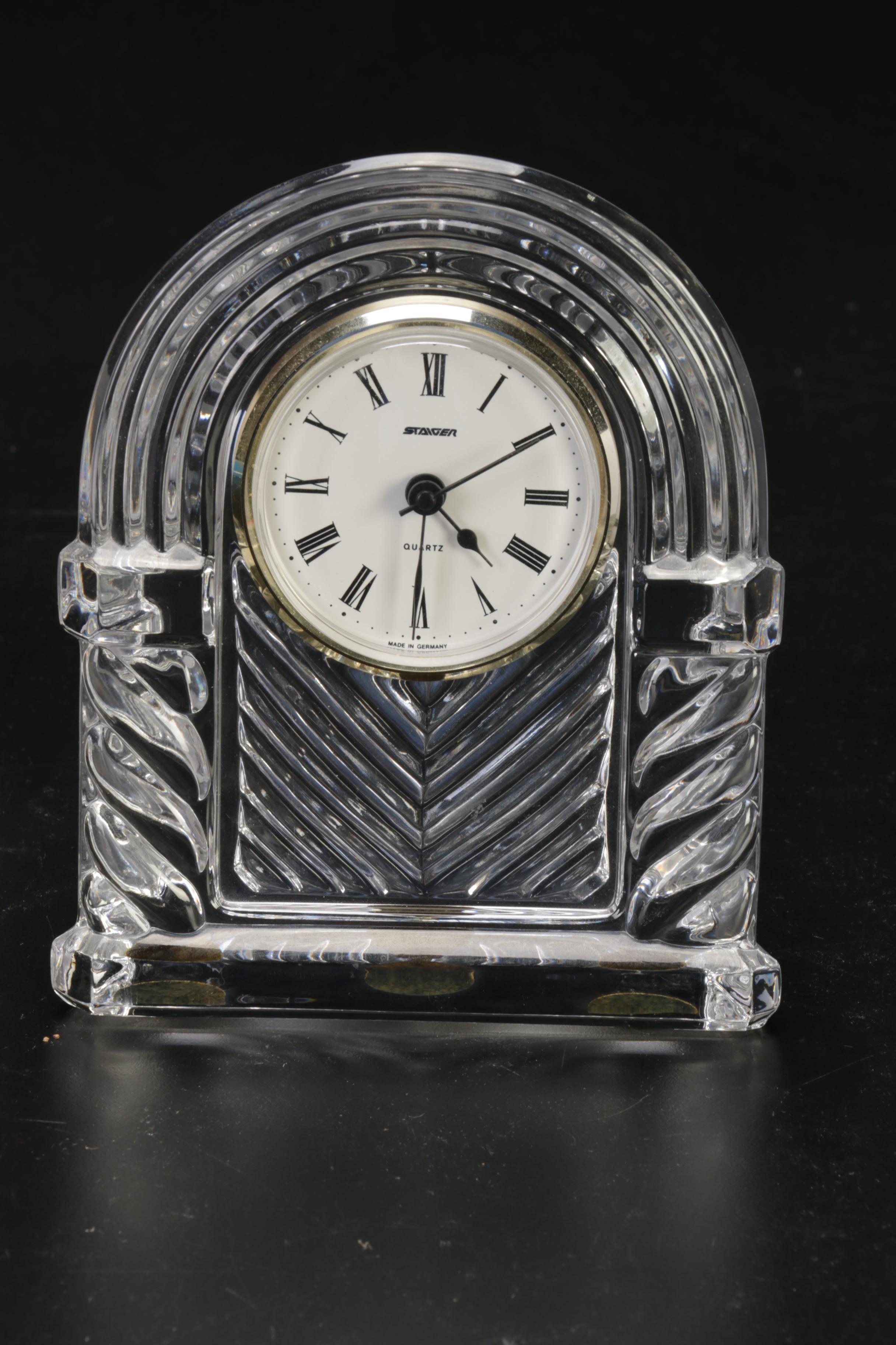 Orrefors and Fifth Avenue Cut Crystal Bowls and Staiger Desk Clock | EBTH