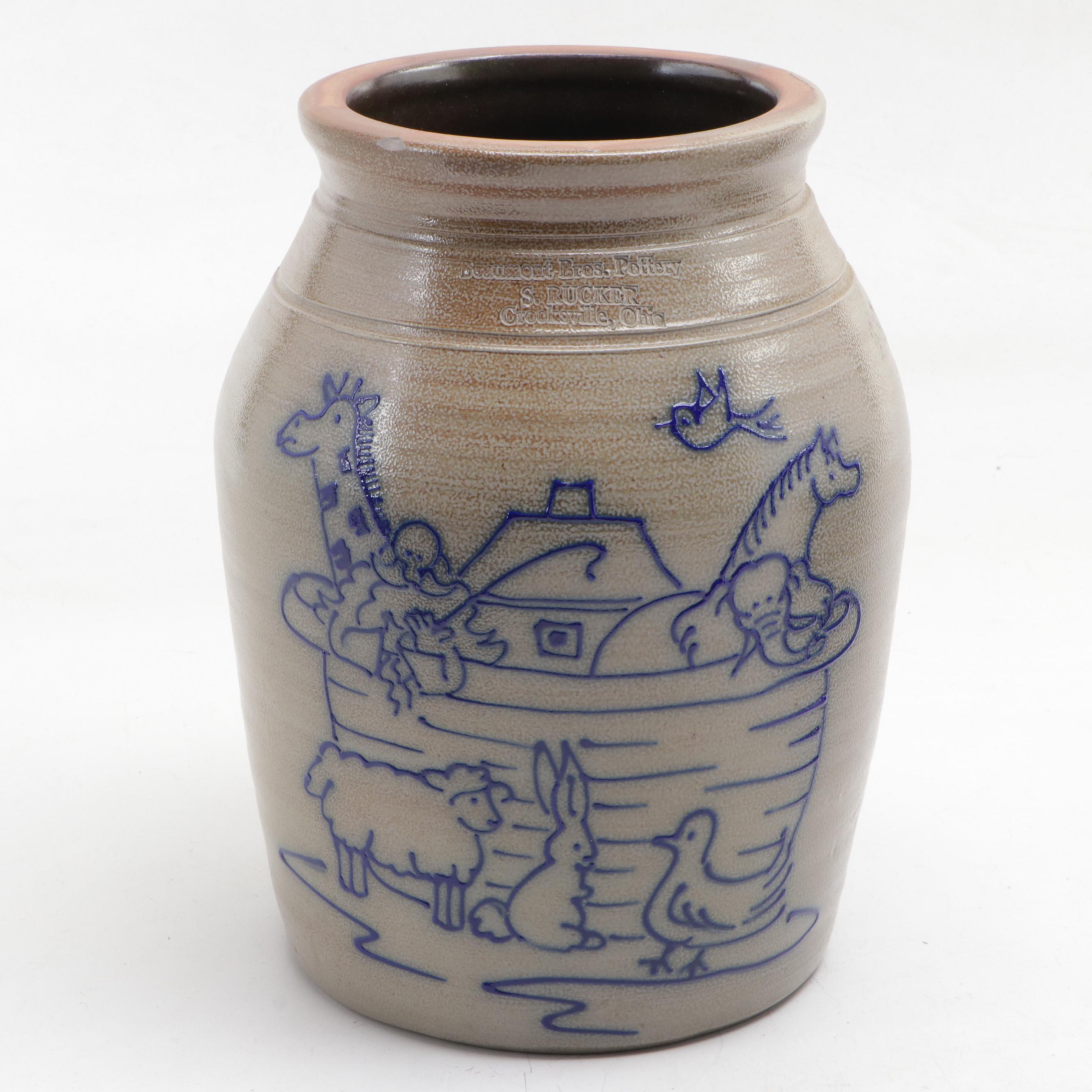 Beaumont Bros. Salt Glazed Stoneware "Noah's Ark" Crock with Other ...