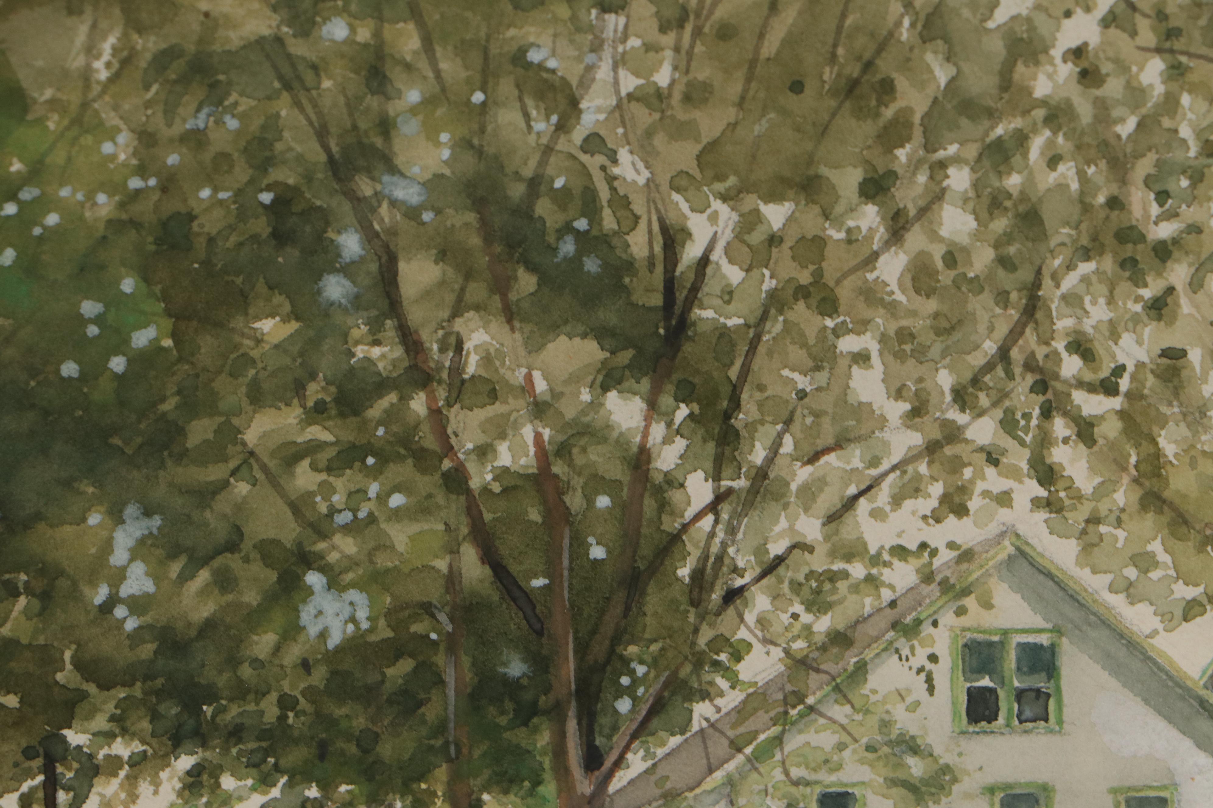 Frederick Kolde Genre Lakeside Watercolor Painting | EBTH