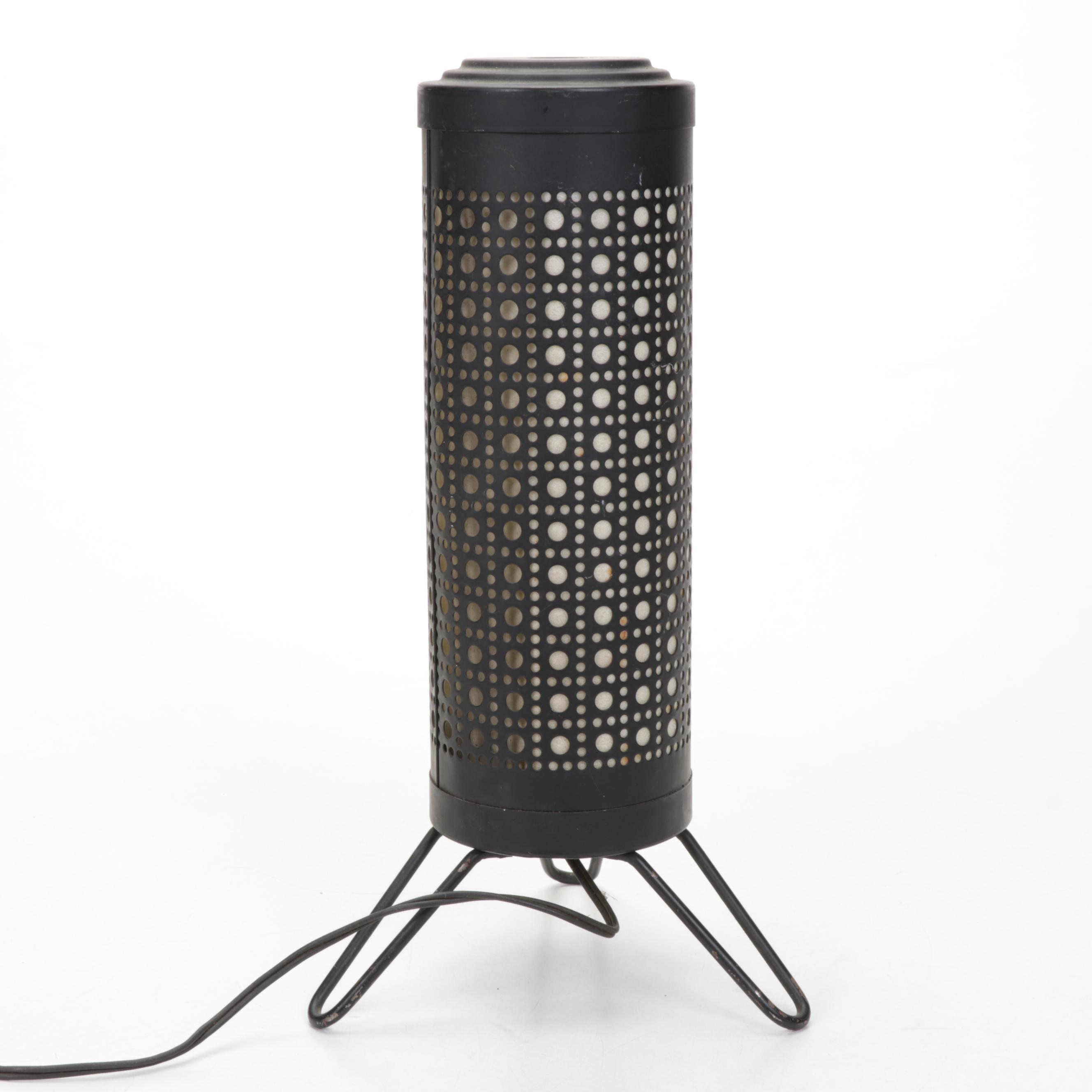 Pierced Metal Cylinder Table Lamp with Paper Insert, Mid-20th Century ...