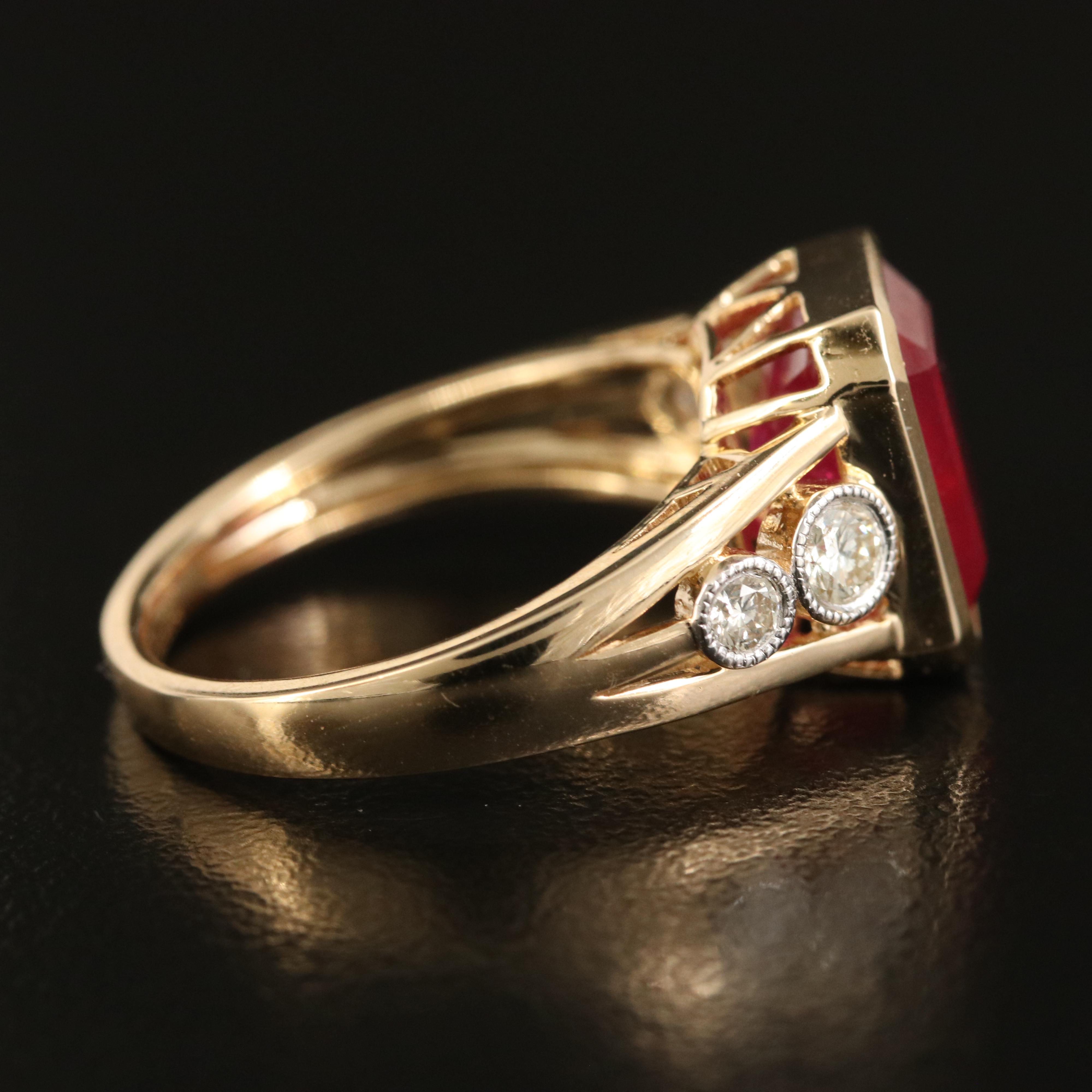 Oscar Friedman 14K Corundum and Diamond Ring | EBTH