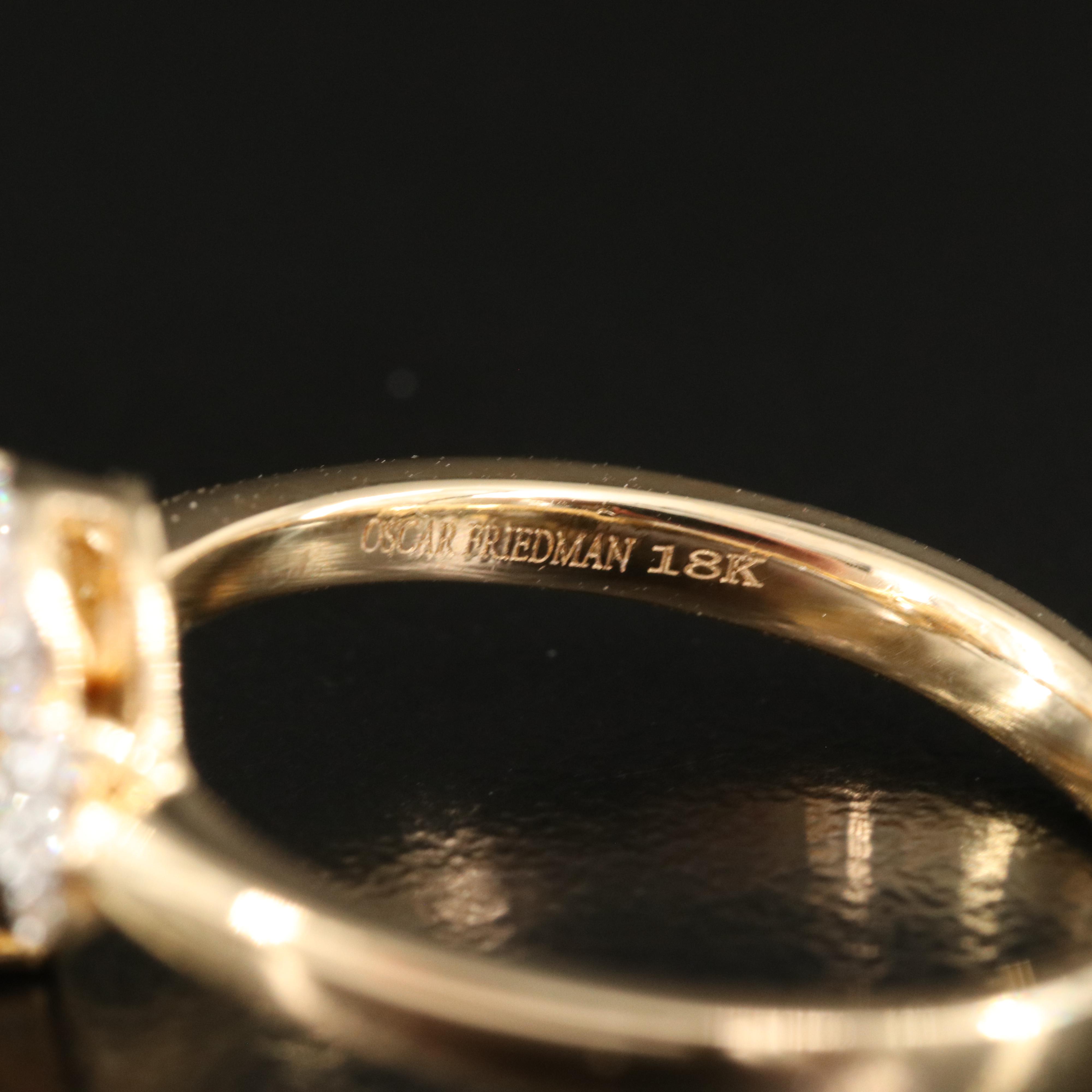 Oscar Friedman 18K Emerald and Diamond Ring | EBTH