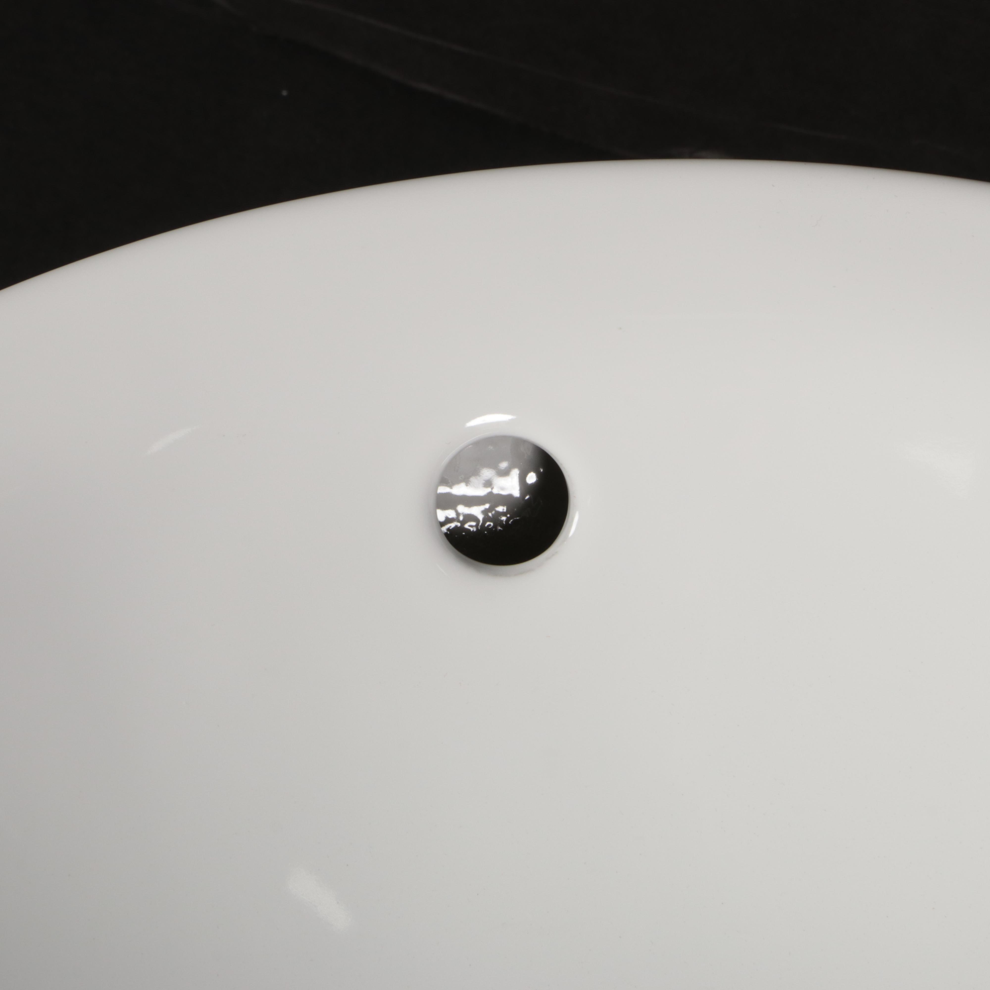 White Porcelain Round Semi-Recessed Vessel Sink | EBTH