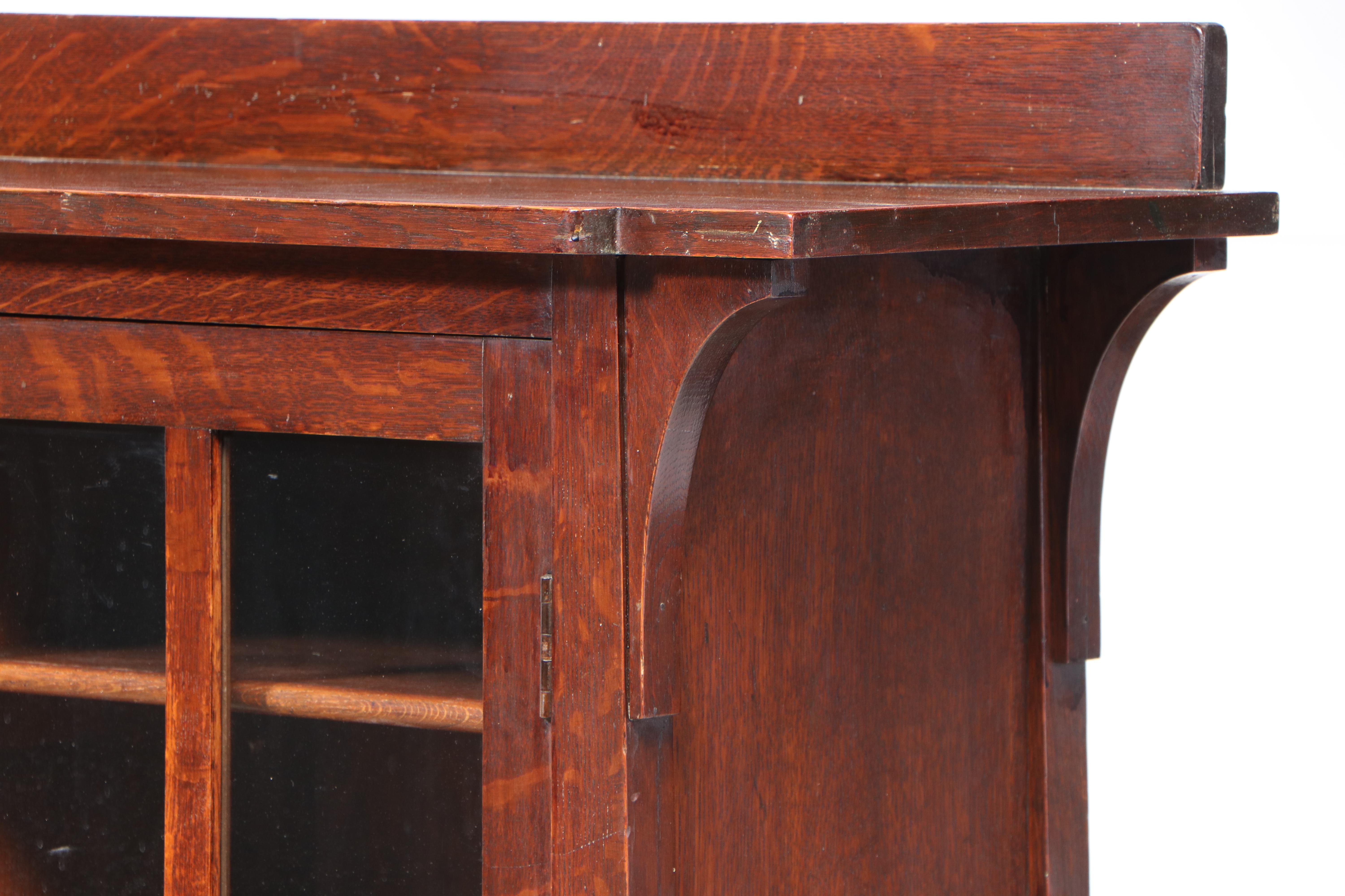 Limbert Arts and Crafts Quartersawn Oak Triple-Door Bookcase, Early ...