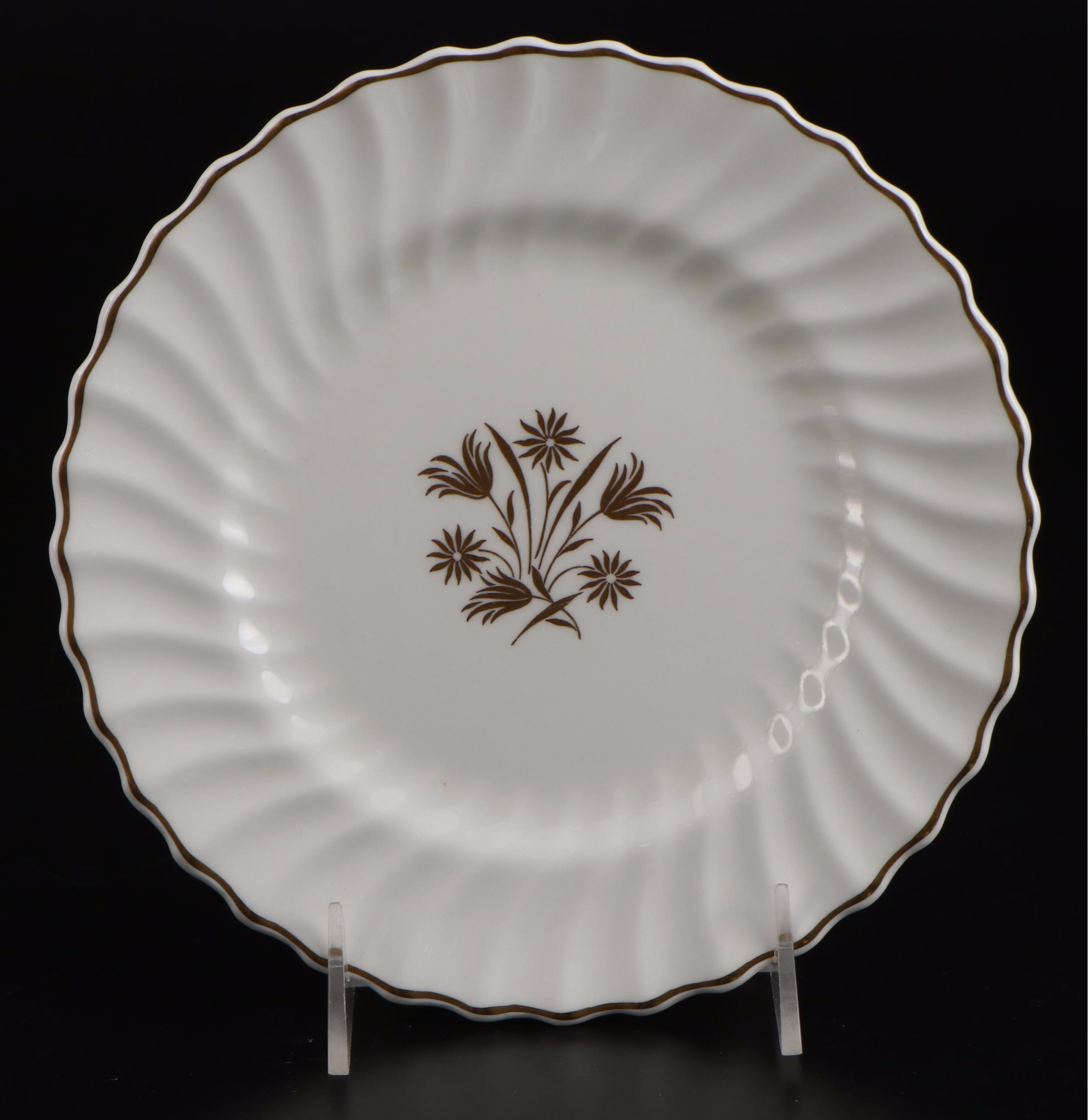 Royal Doulton "Napier" Bone China Salad Plates with Glass Lily Bowls | EBTH