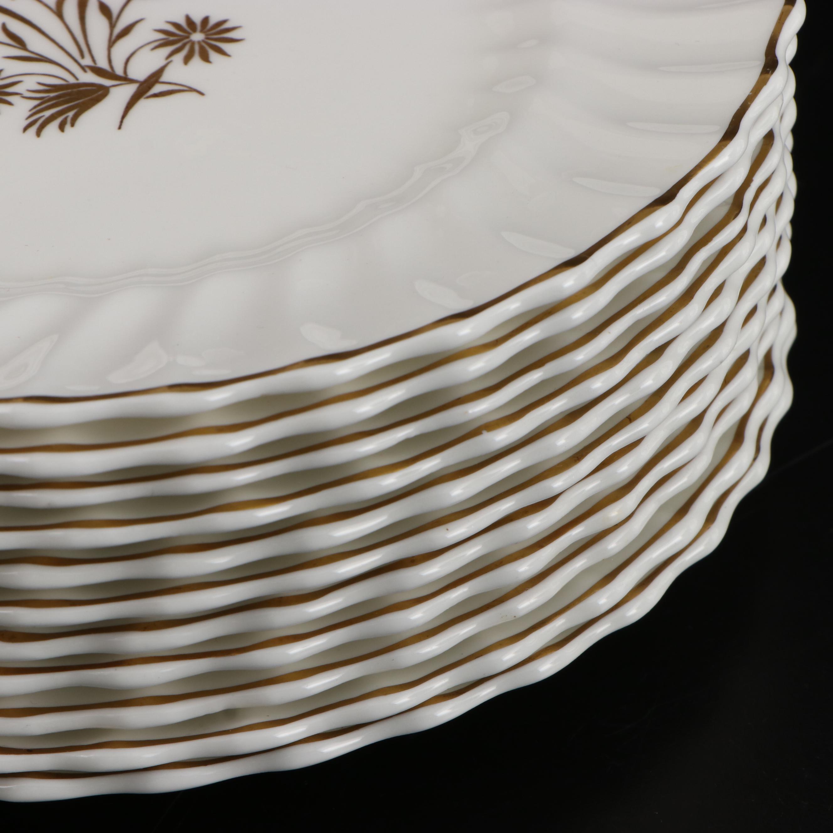Royal Doulton "Napier" Bone China Salad Plates with Glass Lily Bowls | EBTH