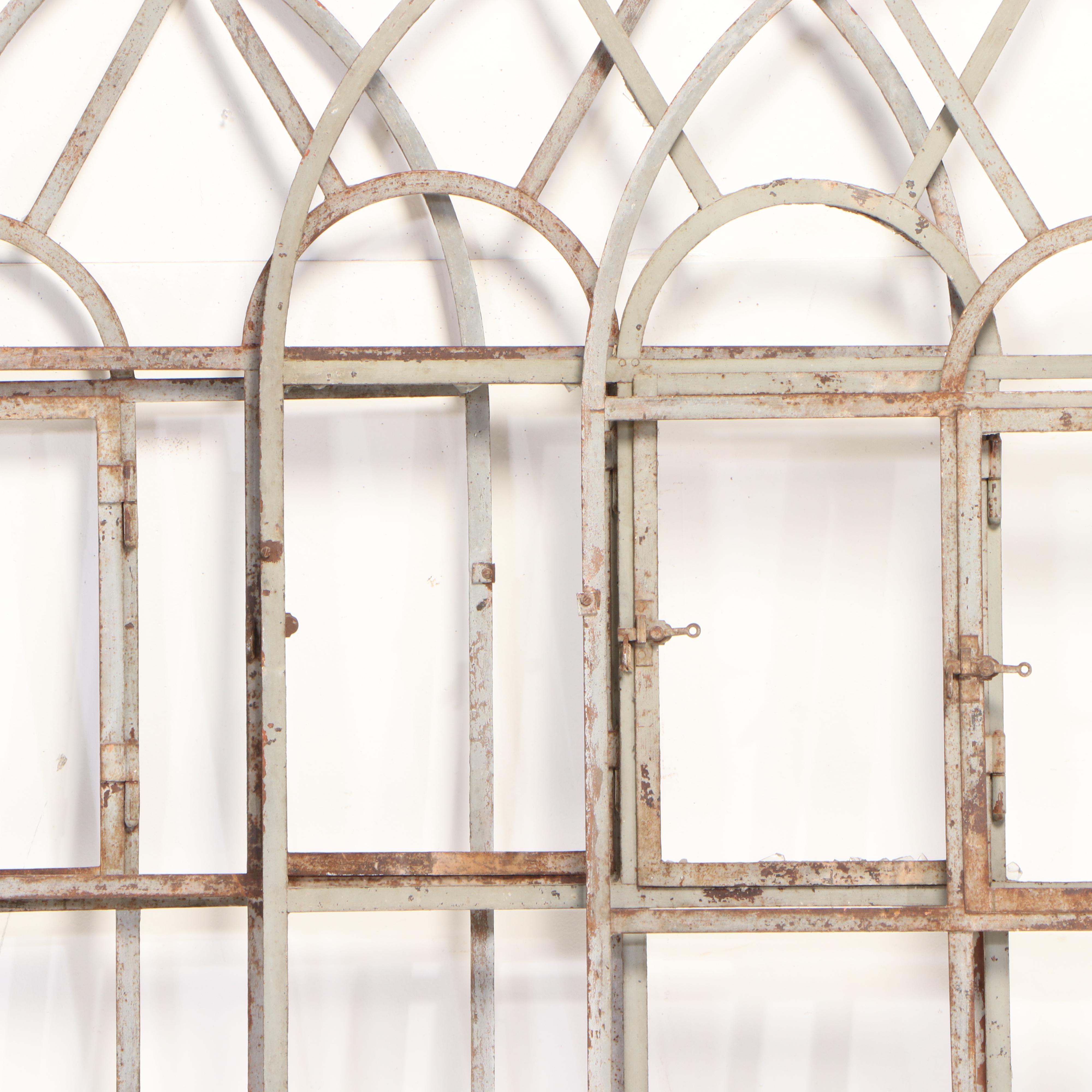 Four Metal Nine-Panel Arched Window Frames, 20th Century | EBTH