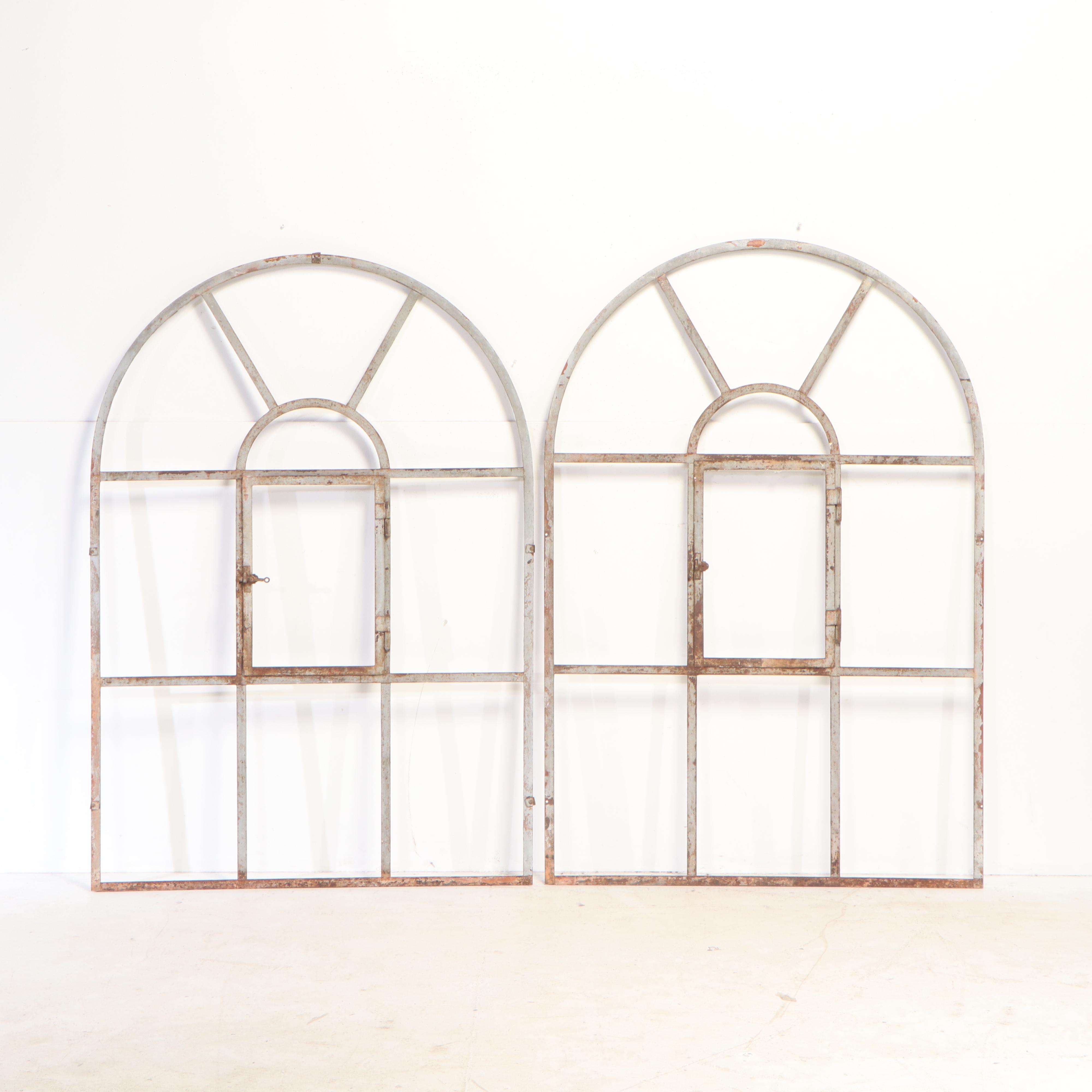 Four Metal Nine-Panel Arched Window Frames, 20th Century | EBTH