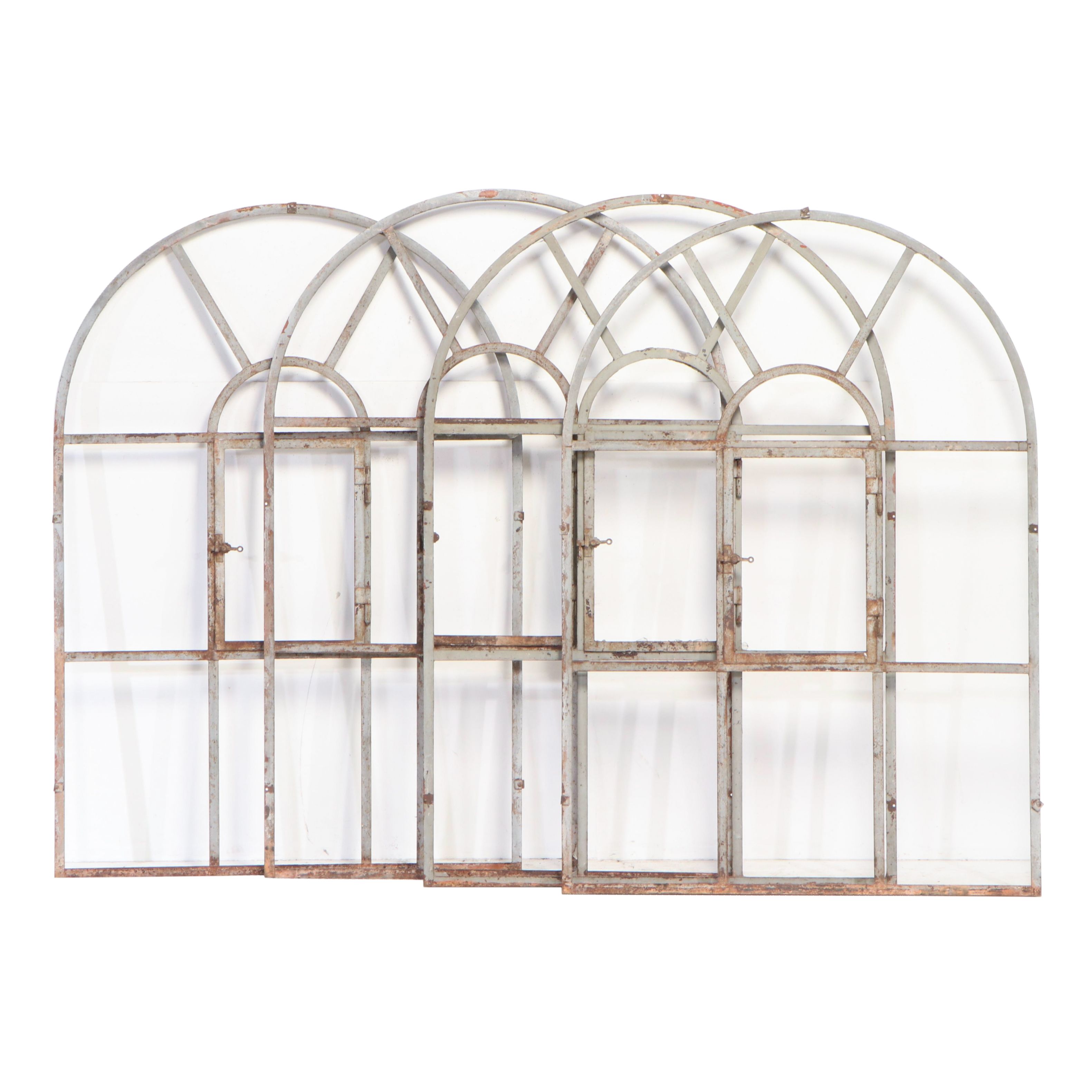 Four Metal Nine-Panel Arched Window Frames, 20th Century | EBTH