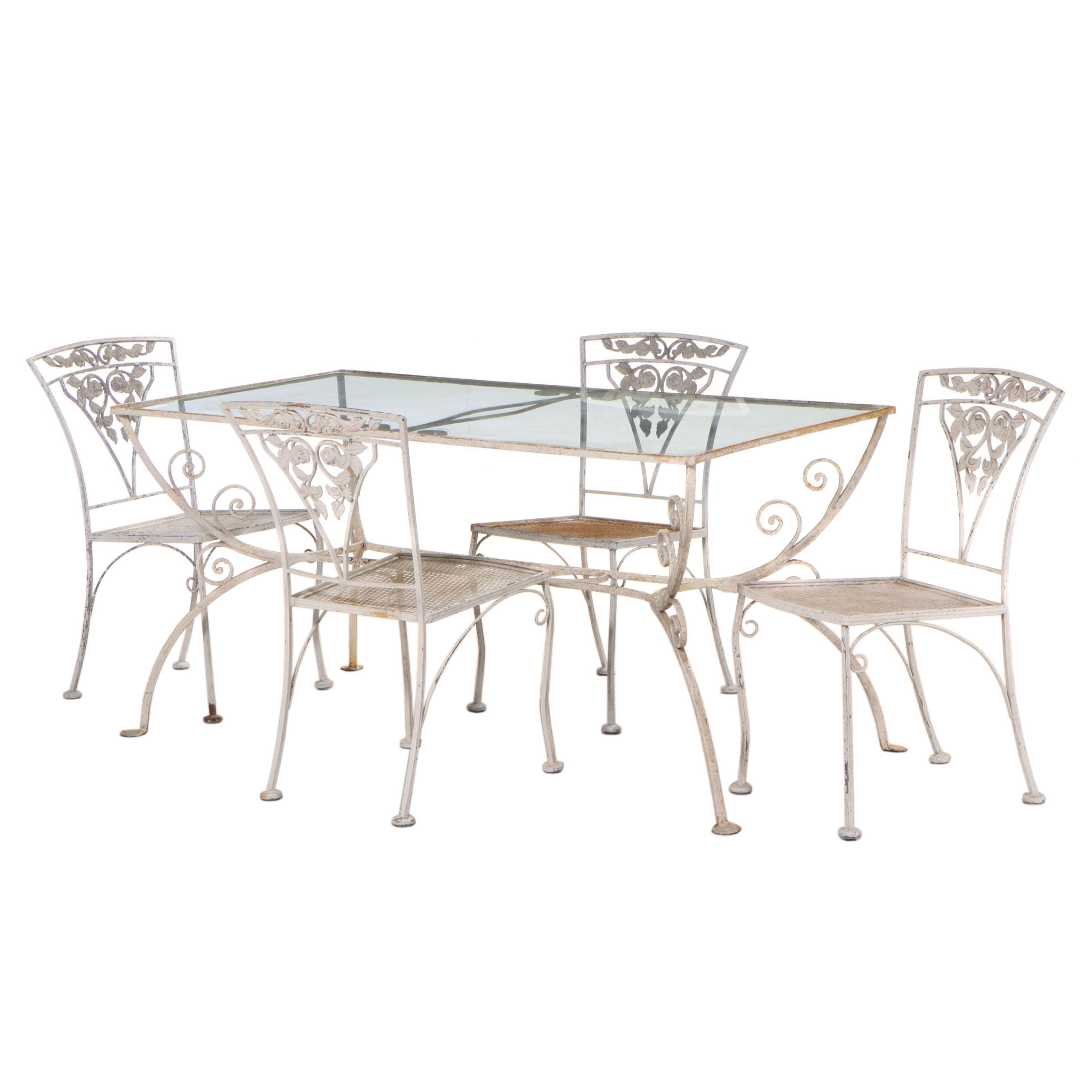 Wrought Iron Patio Dining Set with Glass Top | EBTH