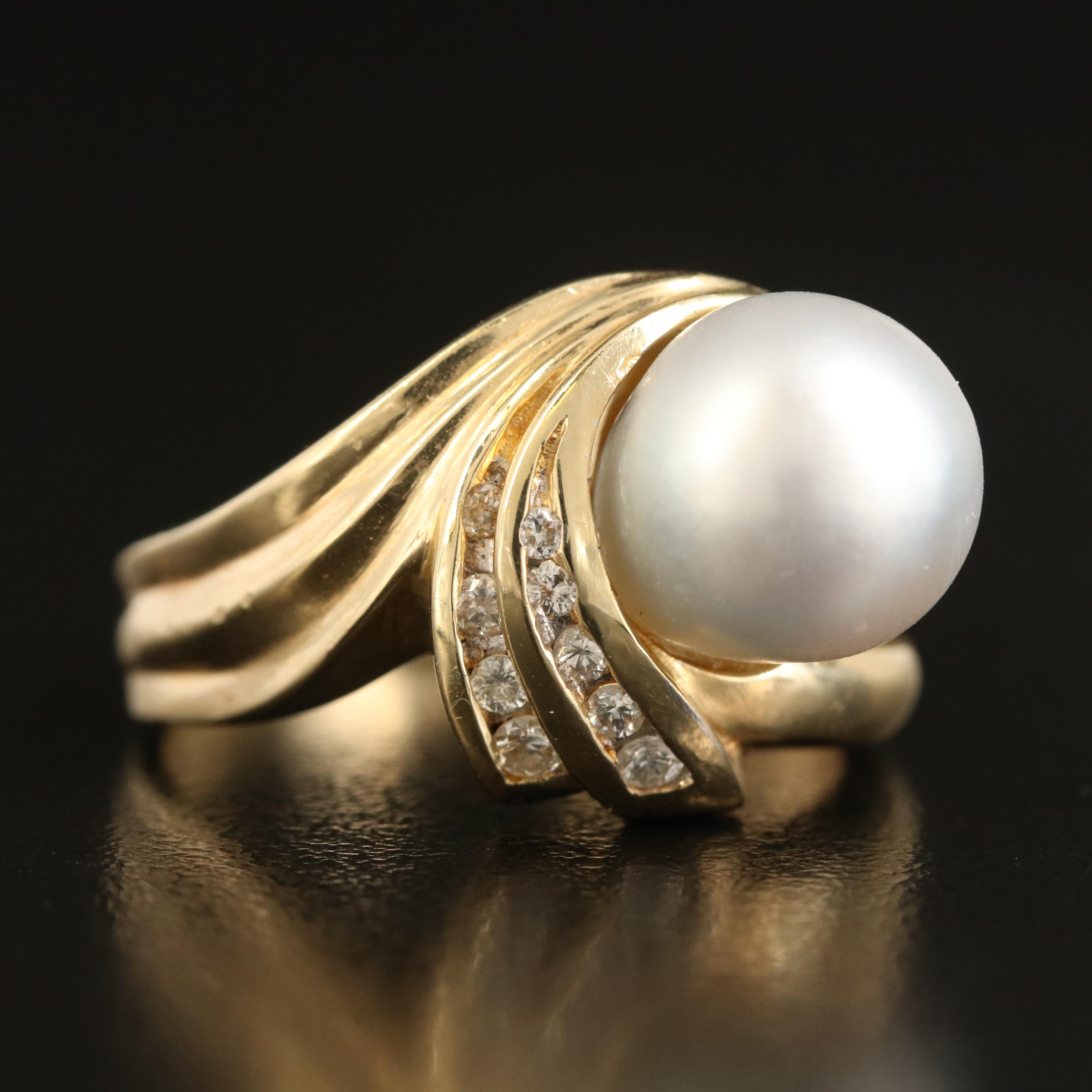 14K Pearl and Diamond Ring | EBTH