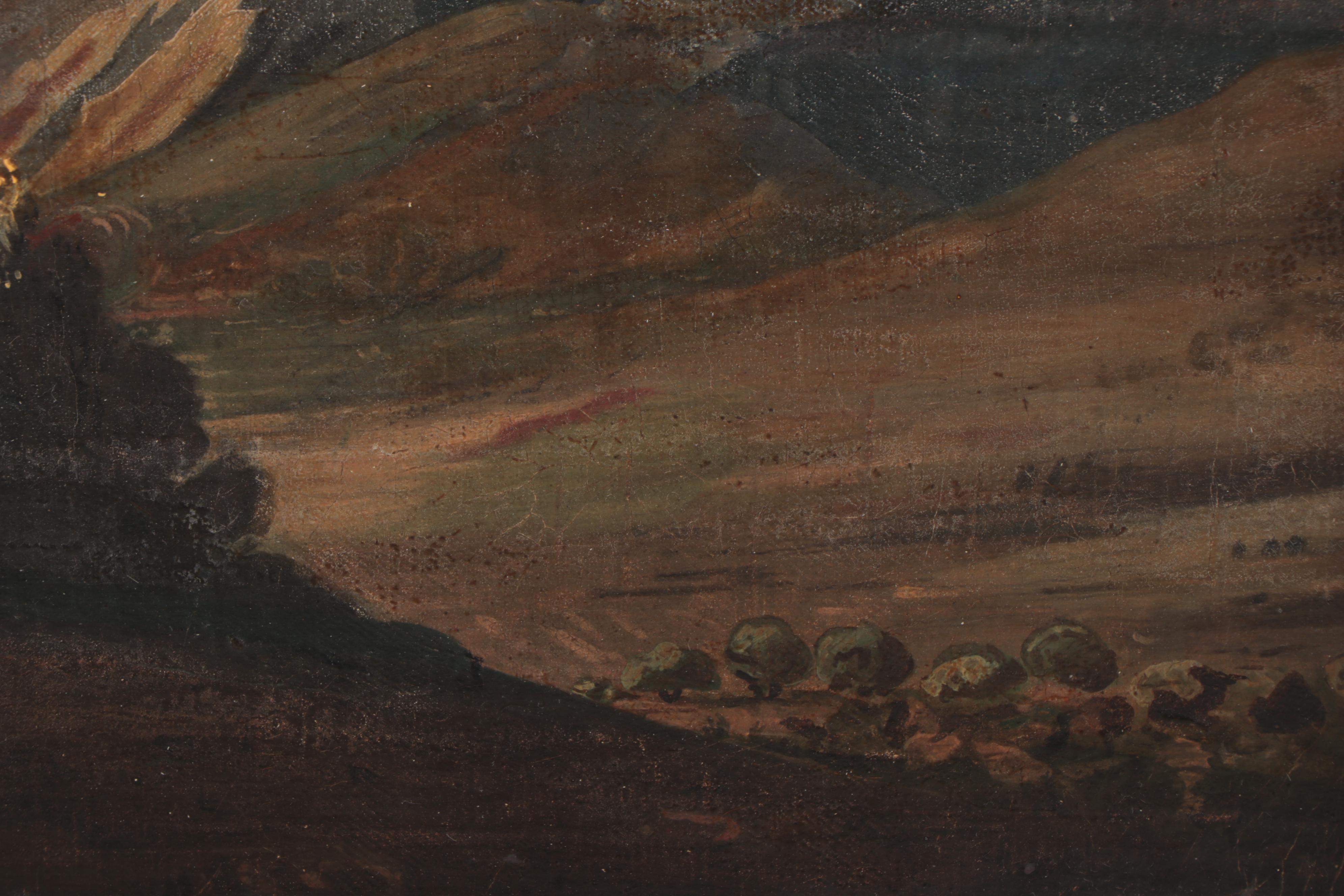 Folk Art Landscape Oil Painting Attributed to Félix De Vigne "Vesuvio ...