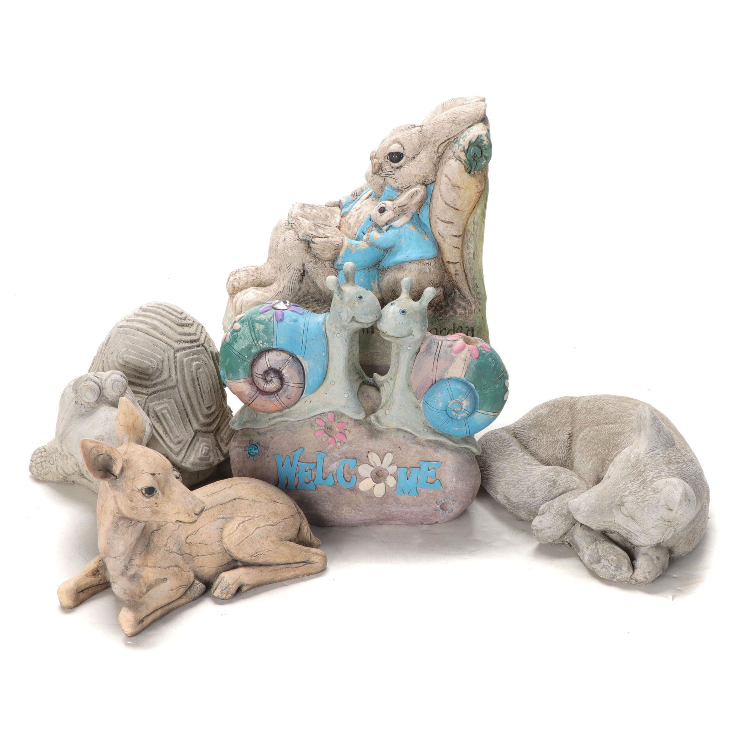 Cast Concrete Fox Kit with Other Concrete and Resin Garden Statues | EBTH