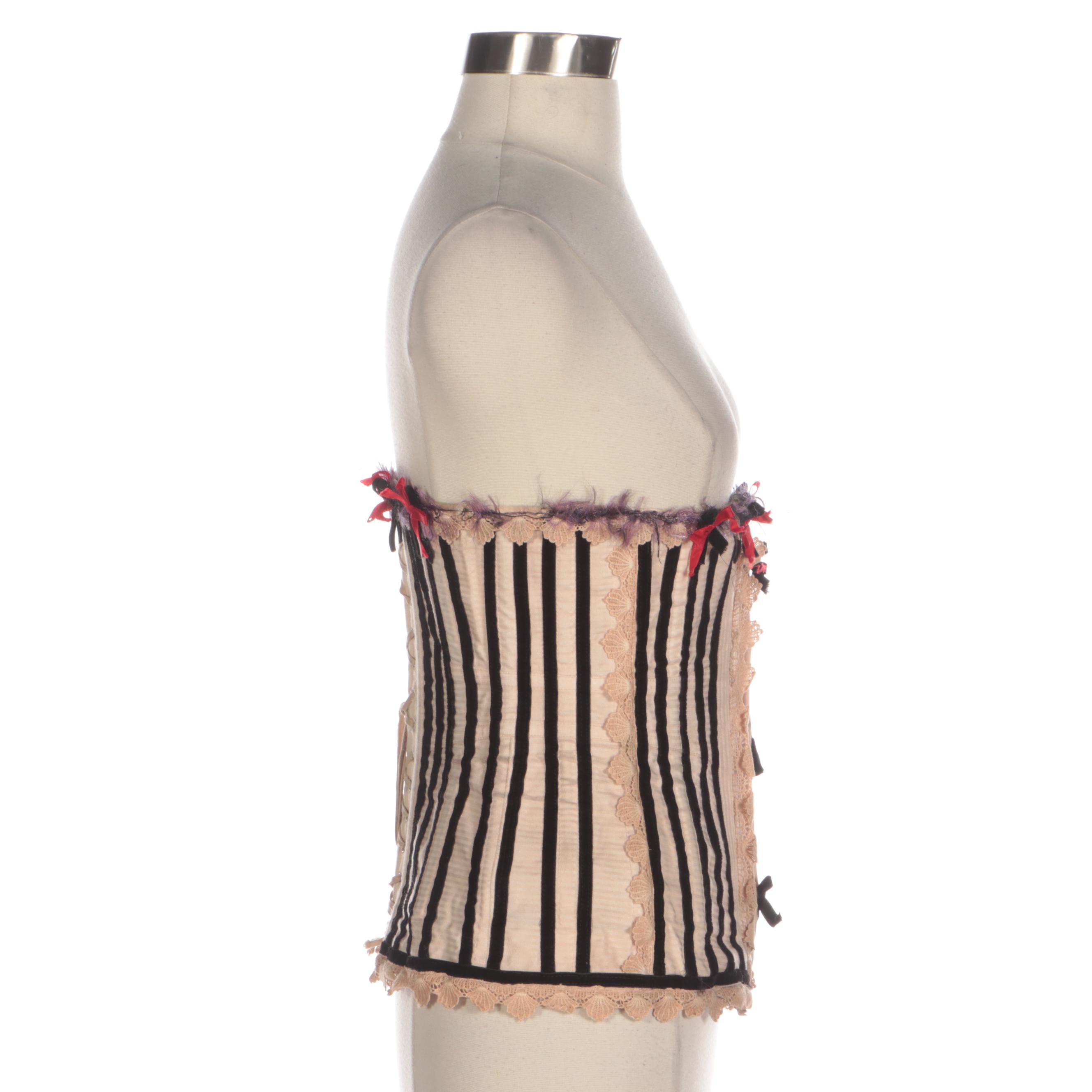 Period Costume Corset with Velvet Trim | EBTH