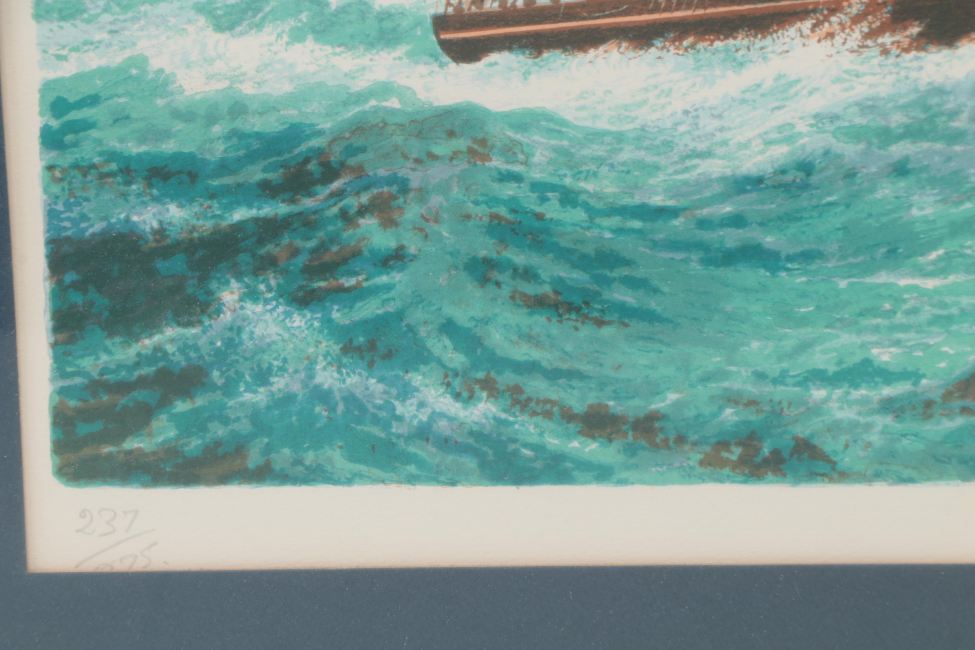 Alex Packham Nautical Color Lithograph of Masted Ship | EBTH