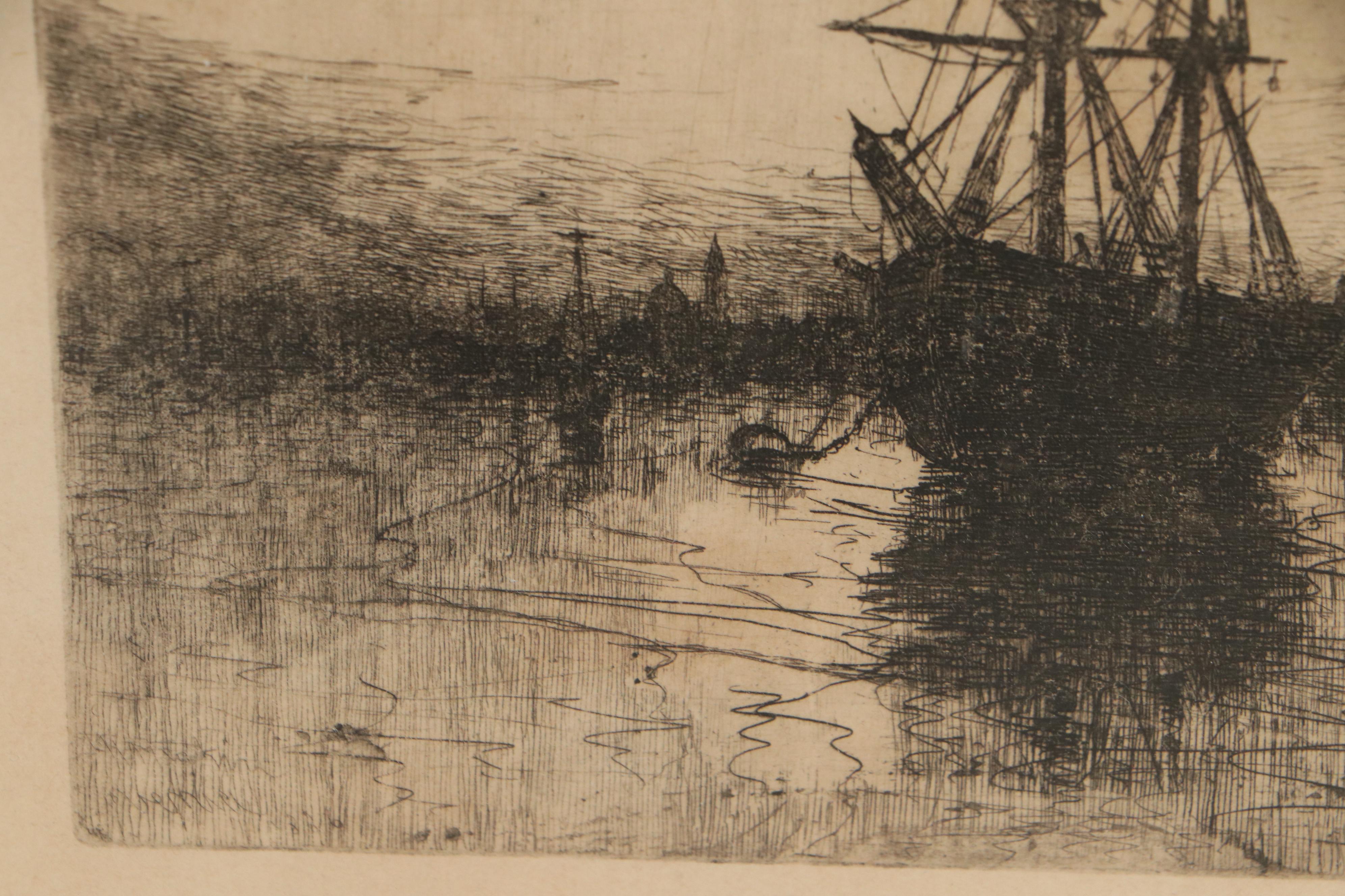Lewis Henry Meakin Etching of Sailboat, Late 19th Century | EBTH