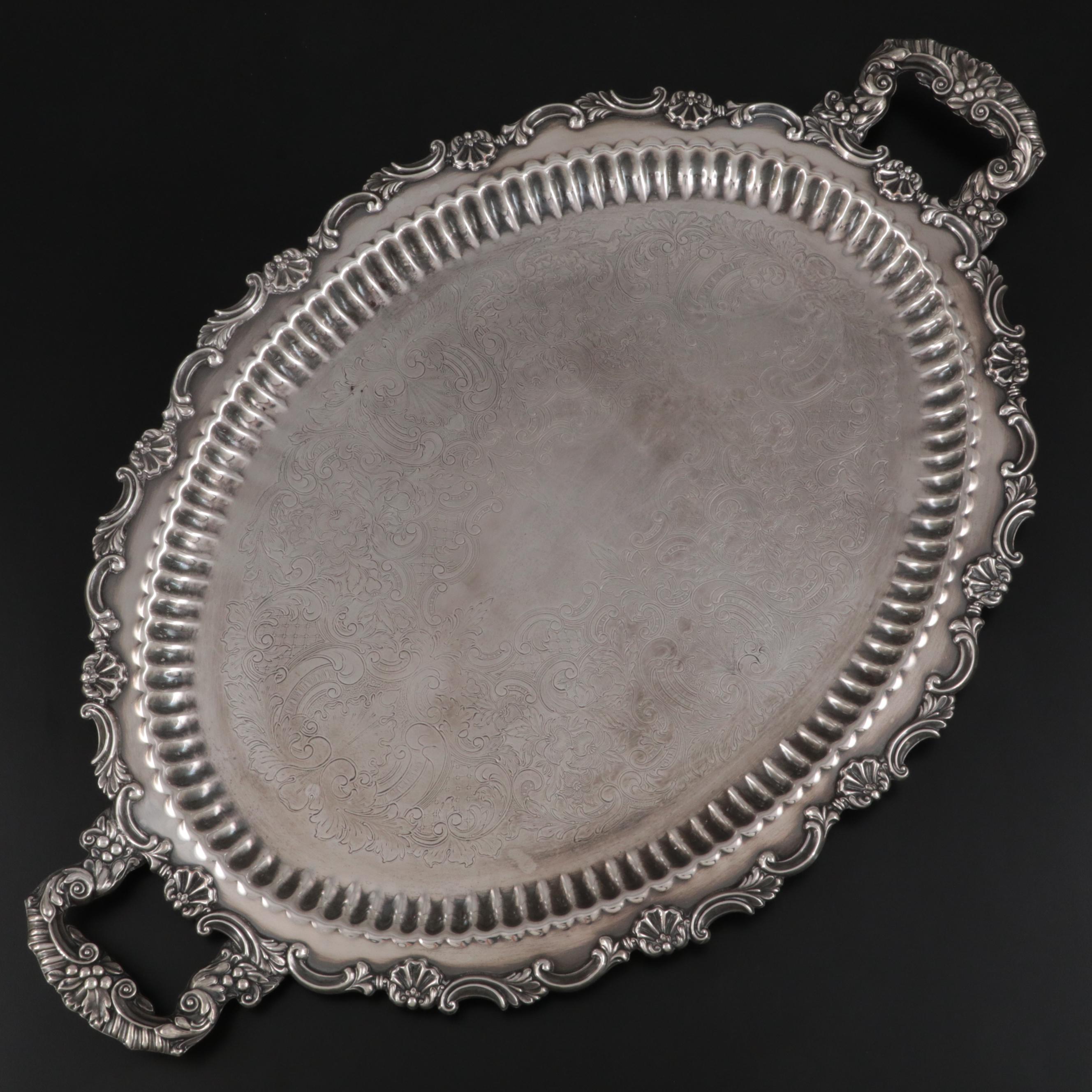 Sheffield Reproduction Silver Plate Serving Tray | EBTH