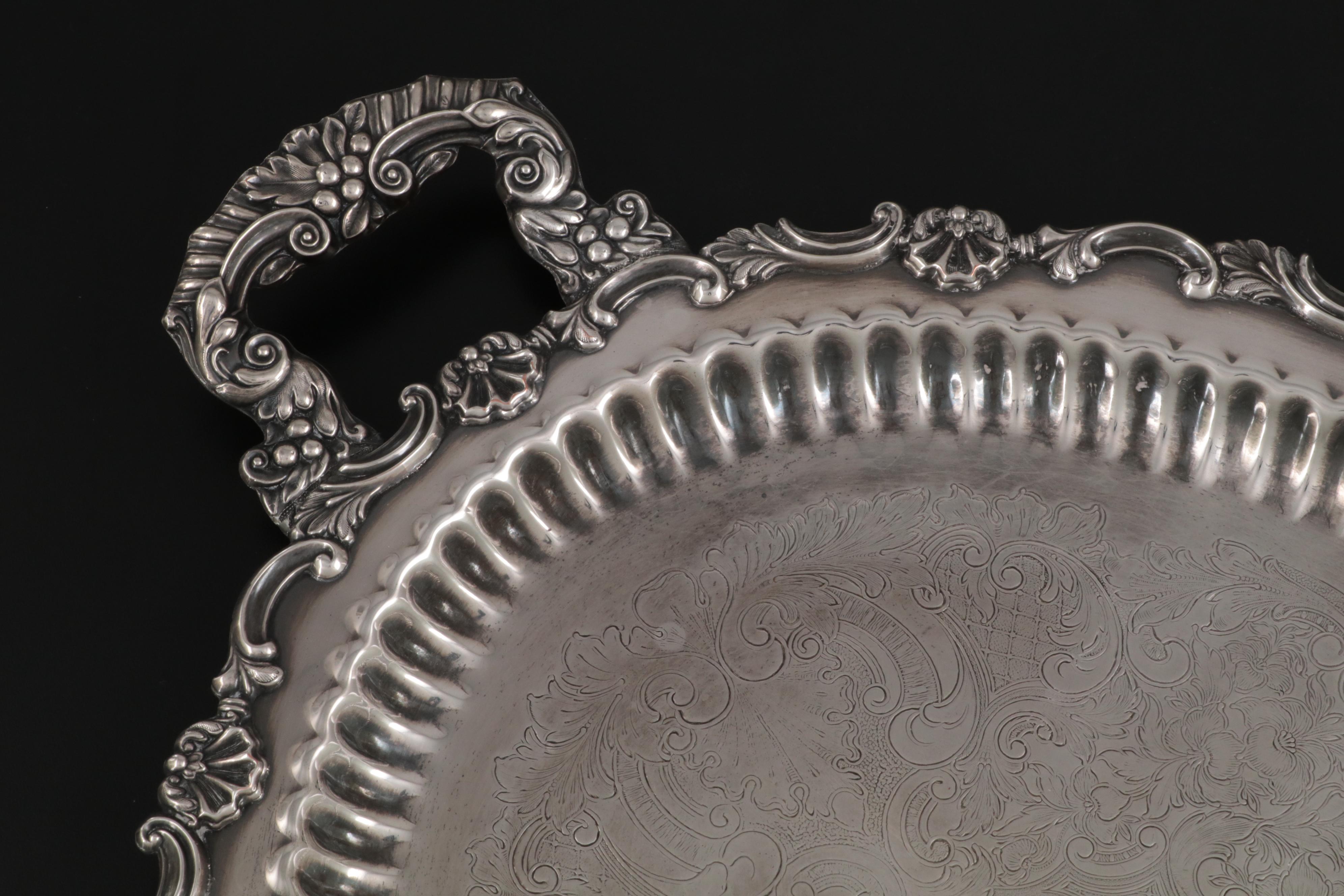 Sheffield Reproduction Silver Plate Serving Tray | EBTH