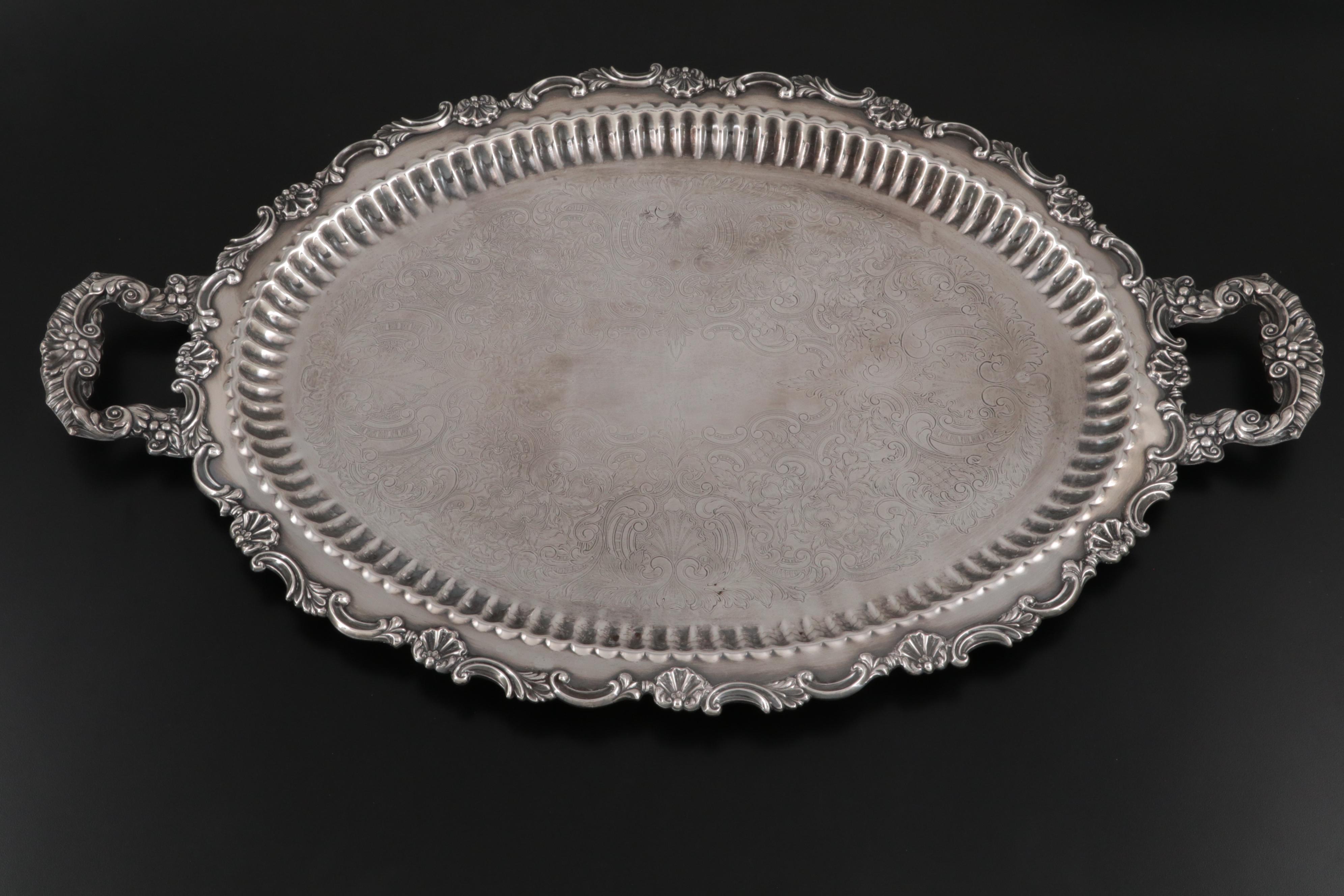 Sheffield Reproduction Silver Plate Serving Tray | EBTH