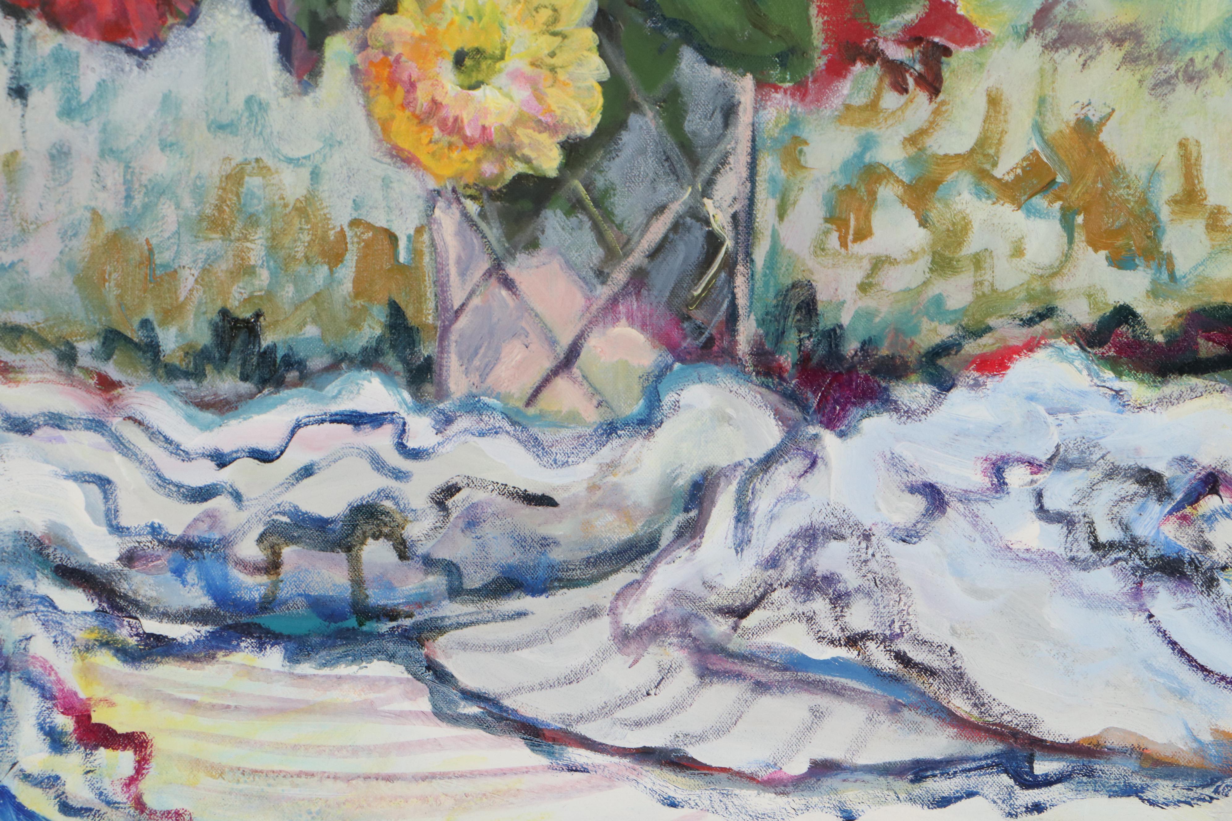 Marion Maas Oil Painting "Flowers in Landscape" | EBTH