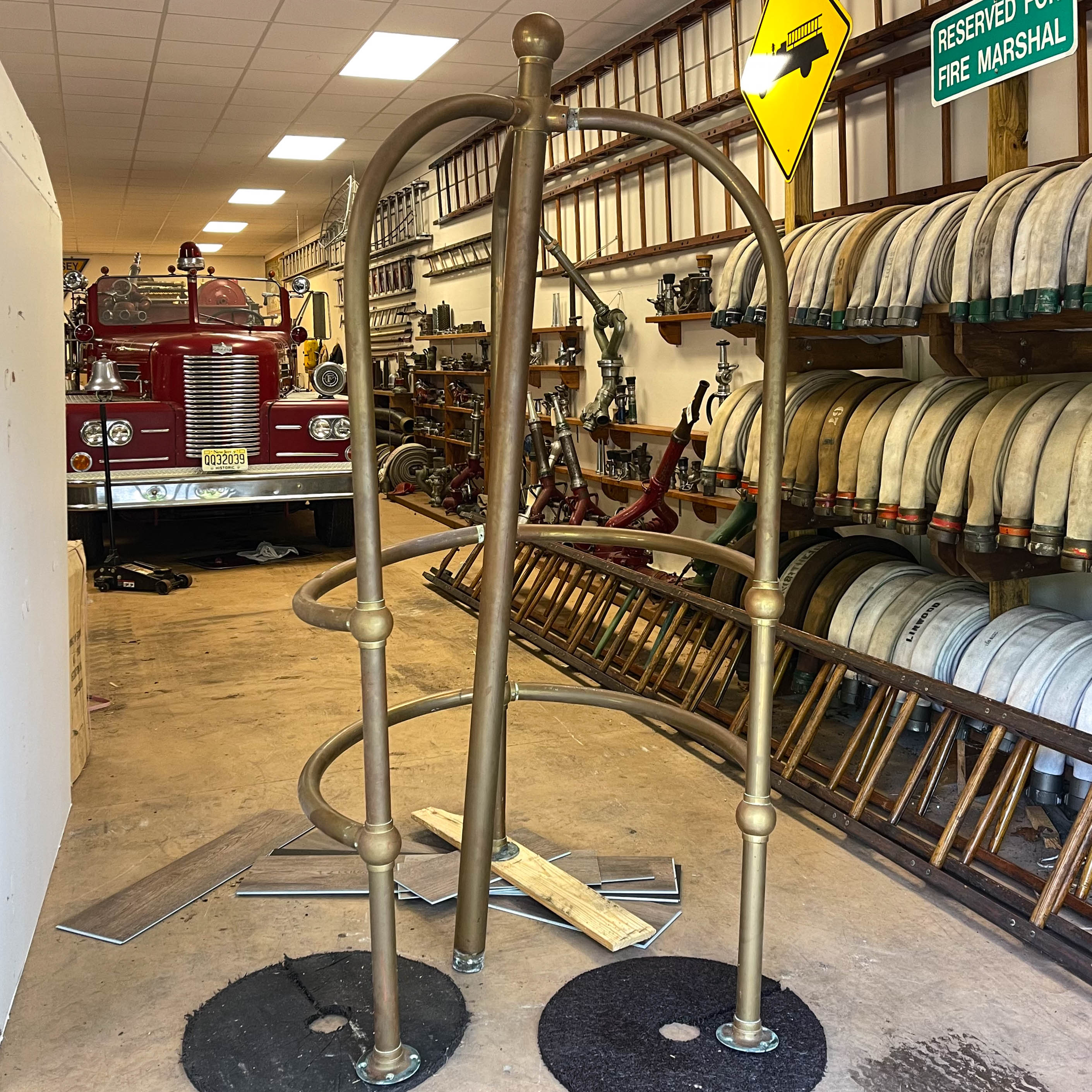 Brass Fire Cage with Fireman's Pole | EBTH