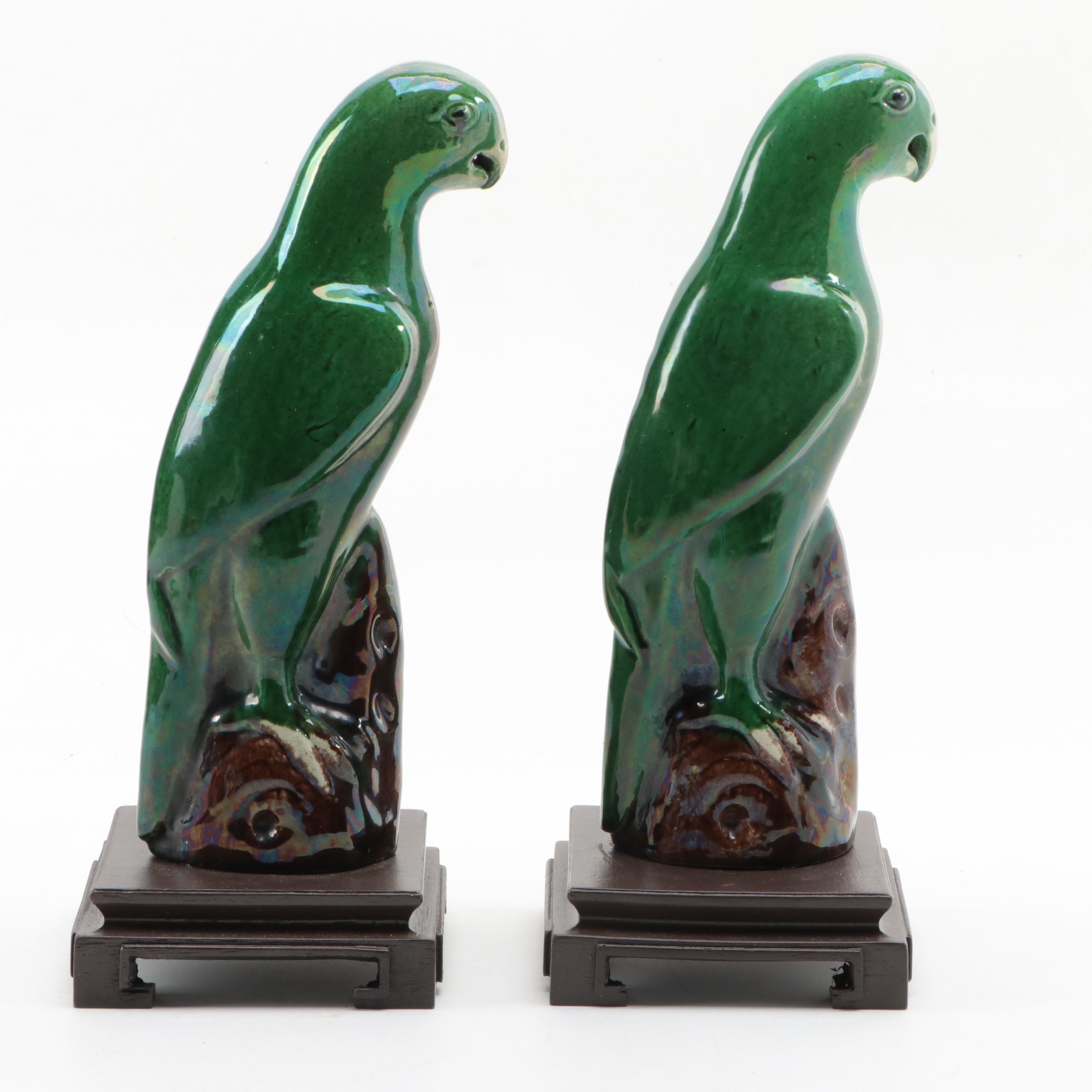 Chinese Majolica Parrot Roof Tiles | EBTH