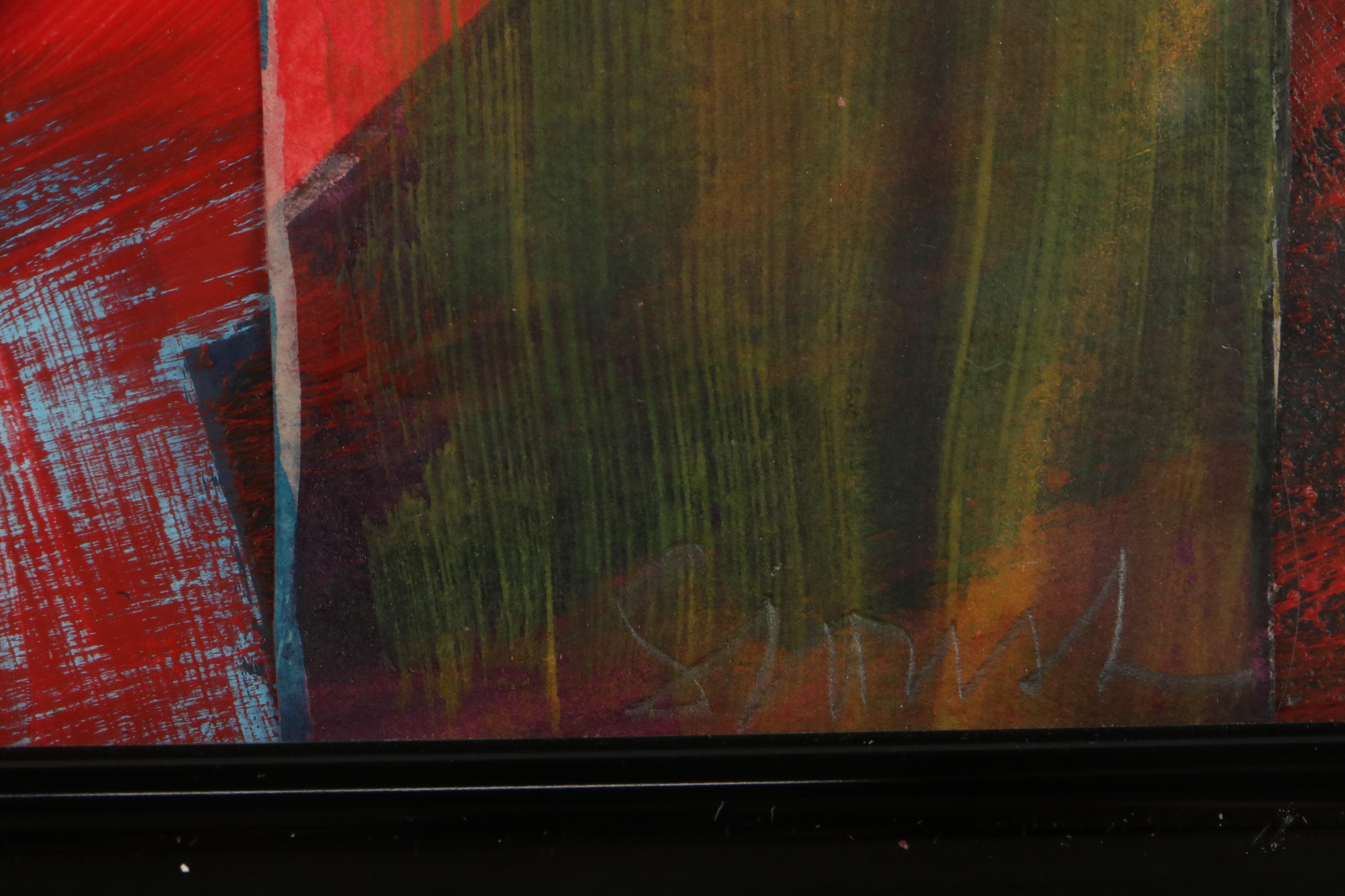 Sarah Roush Abstract Mixed Media Painting "Halberd Moon Hearts" | EBTH