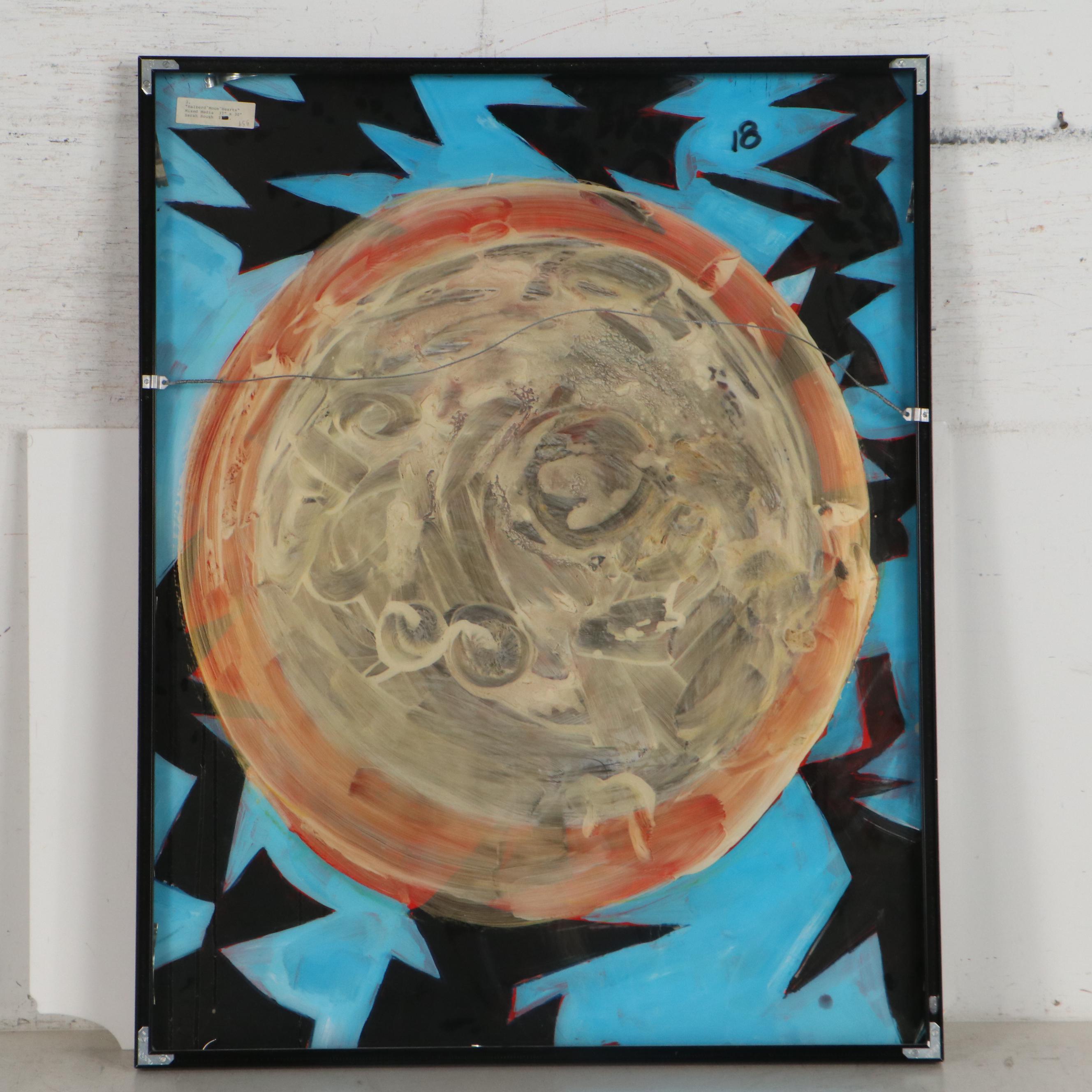 Sarah Roush Abstract Mixed Media Painting "Halberd Moon Hearts" | EBTH