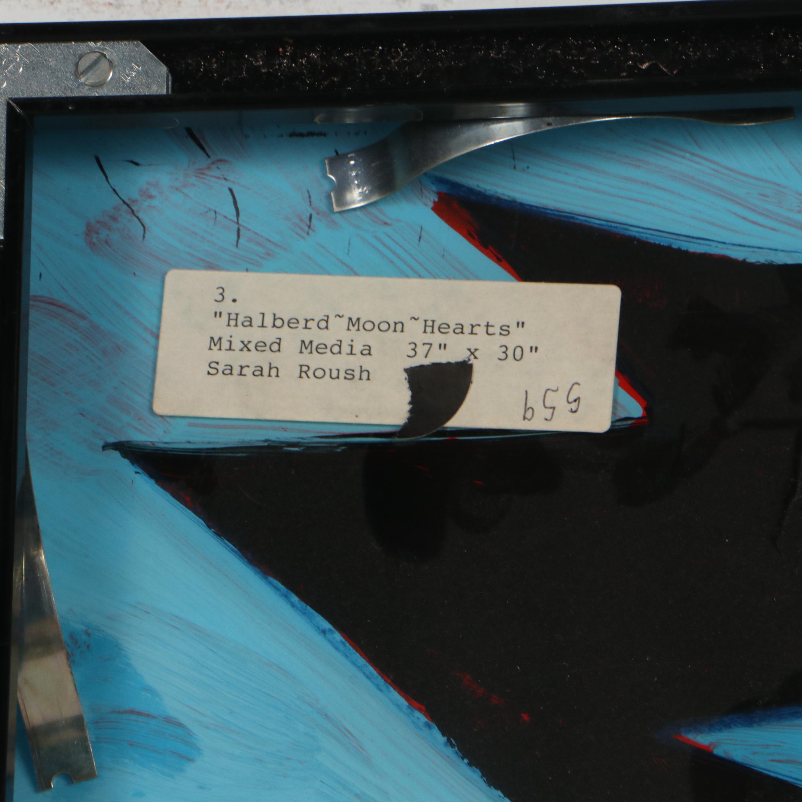 Sarah Roush Abstract Mixed Media Painting "Halberd Moon Hearts" | EBTH
